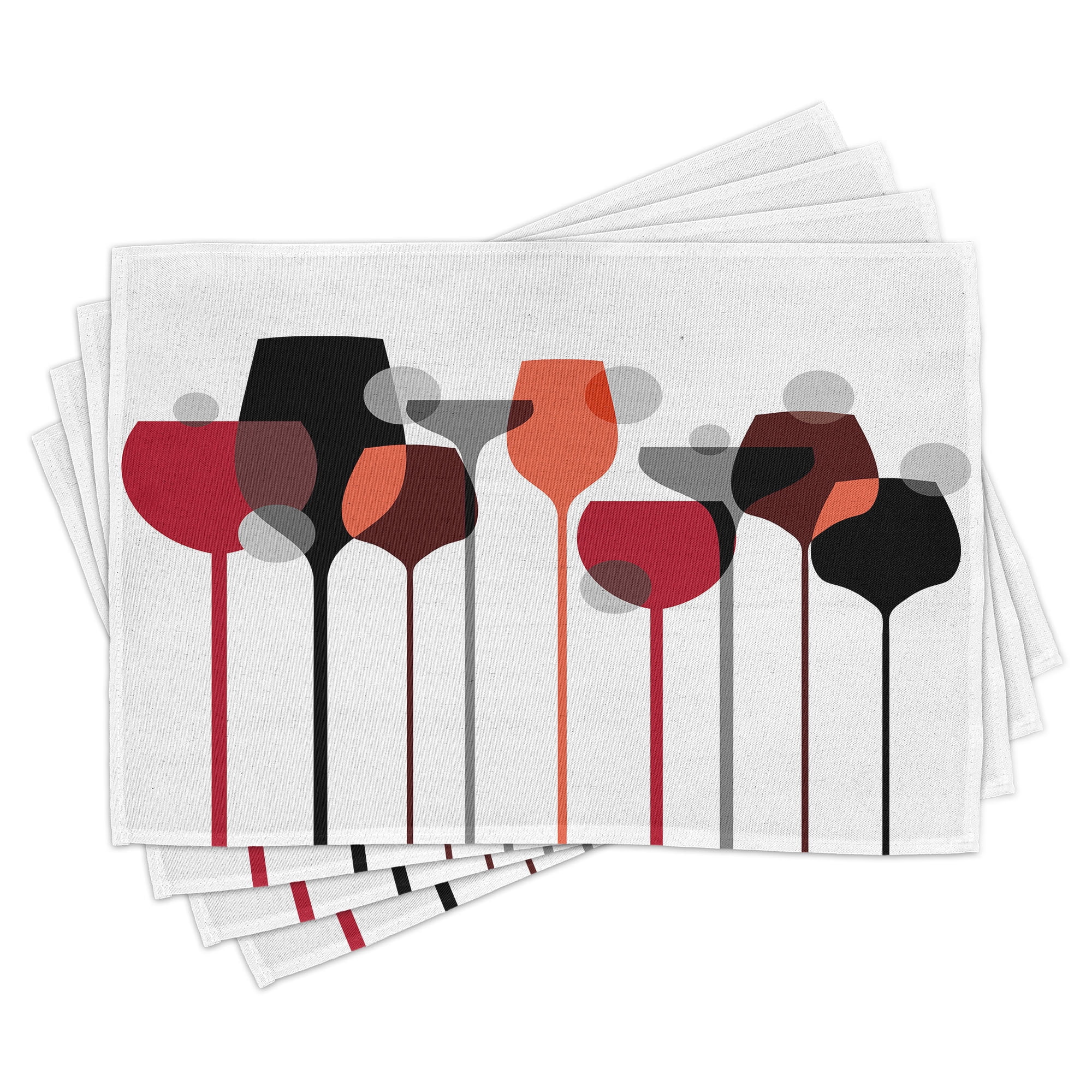 Ambesonne Wine Place Mats Set of 4, Abstract Glasses, Standard Size ...