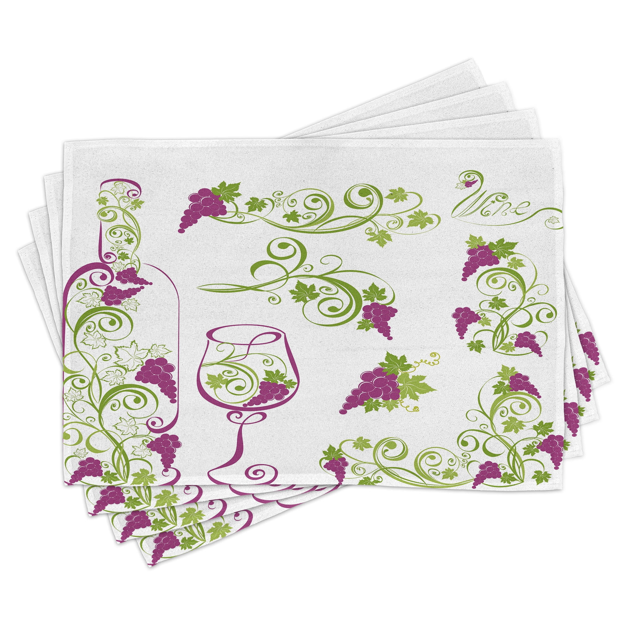 Ambesonne Wine Place Mats Set of 4, Bottle Glass Grapevines, Standard ...