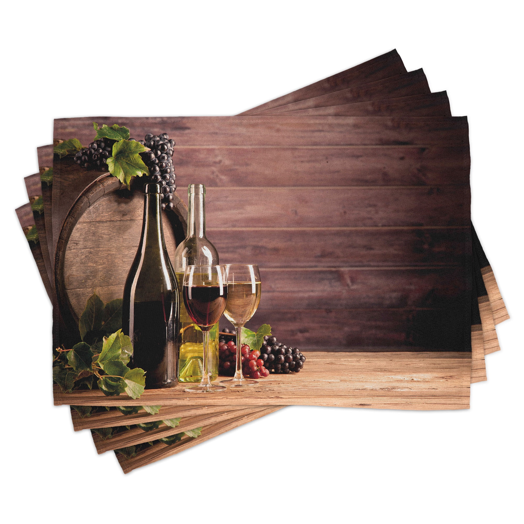 Ambesonne Wine Place Mats Set of 4, Rustic Viticulture Concept ...