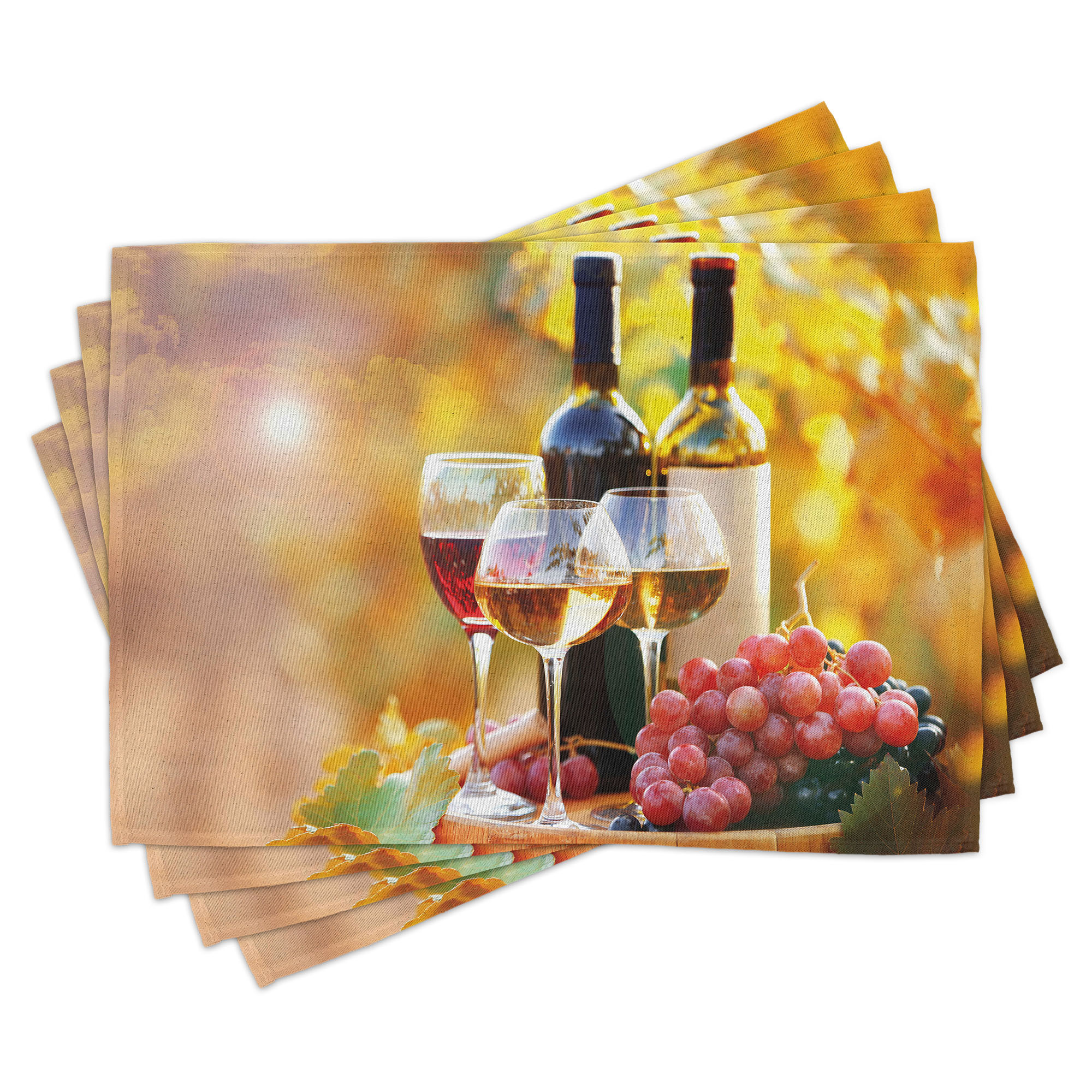 Ambesonne Wine Place Mats Set of 4, Wine Themed Grape Country, Standard ...