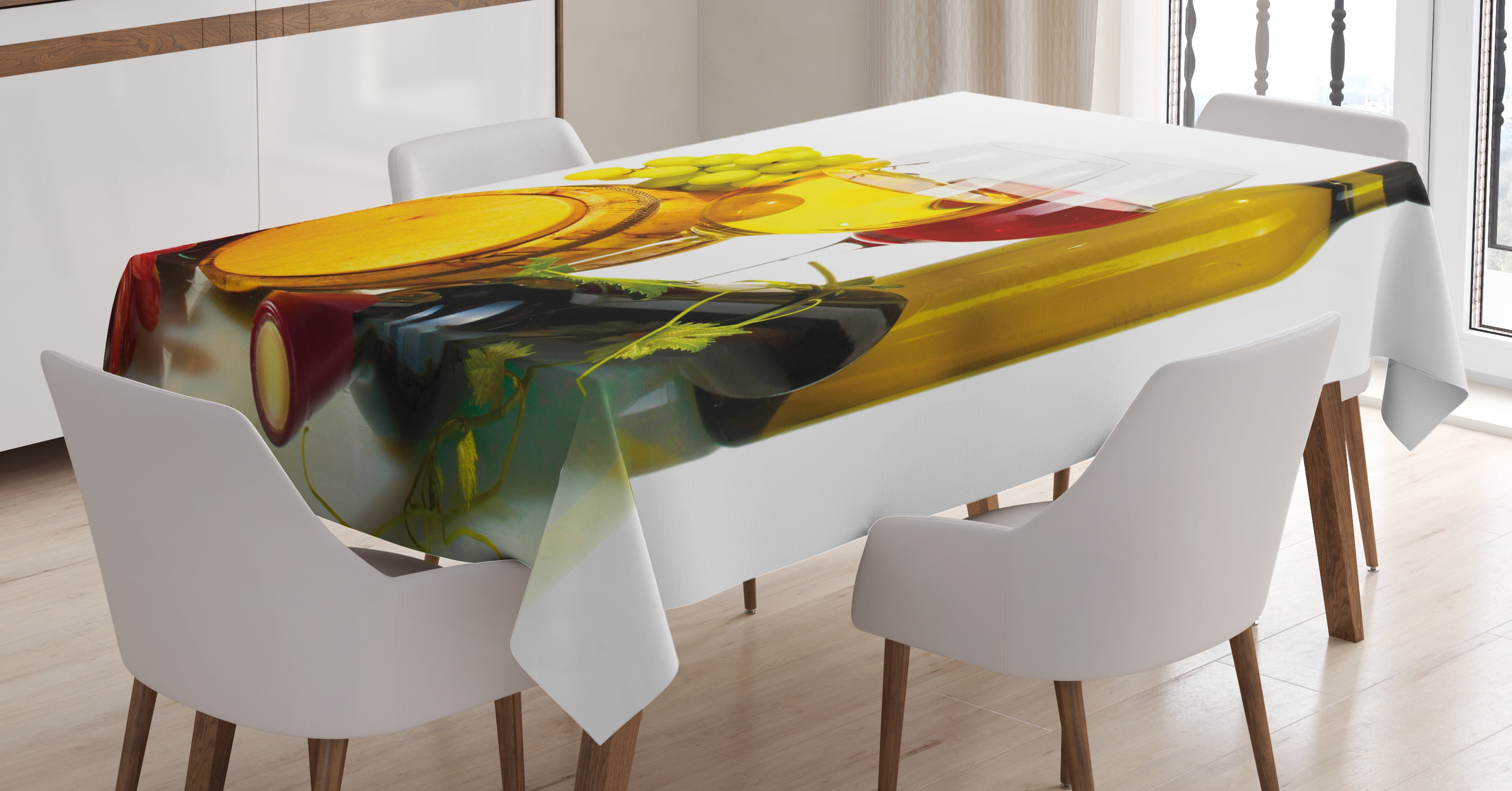 Ambesonne Wine Tablecloth Rectangular Table Cover, Red White Wine Mini ...