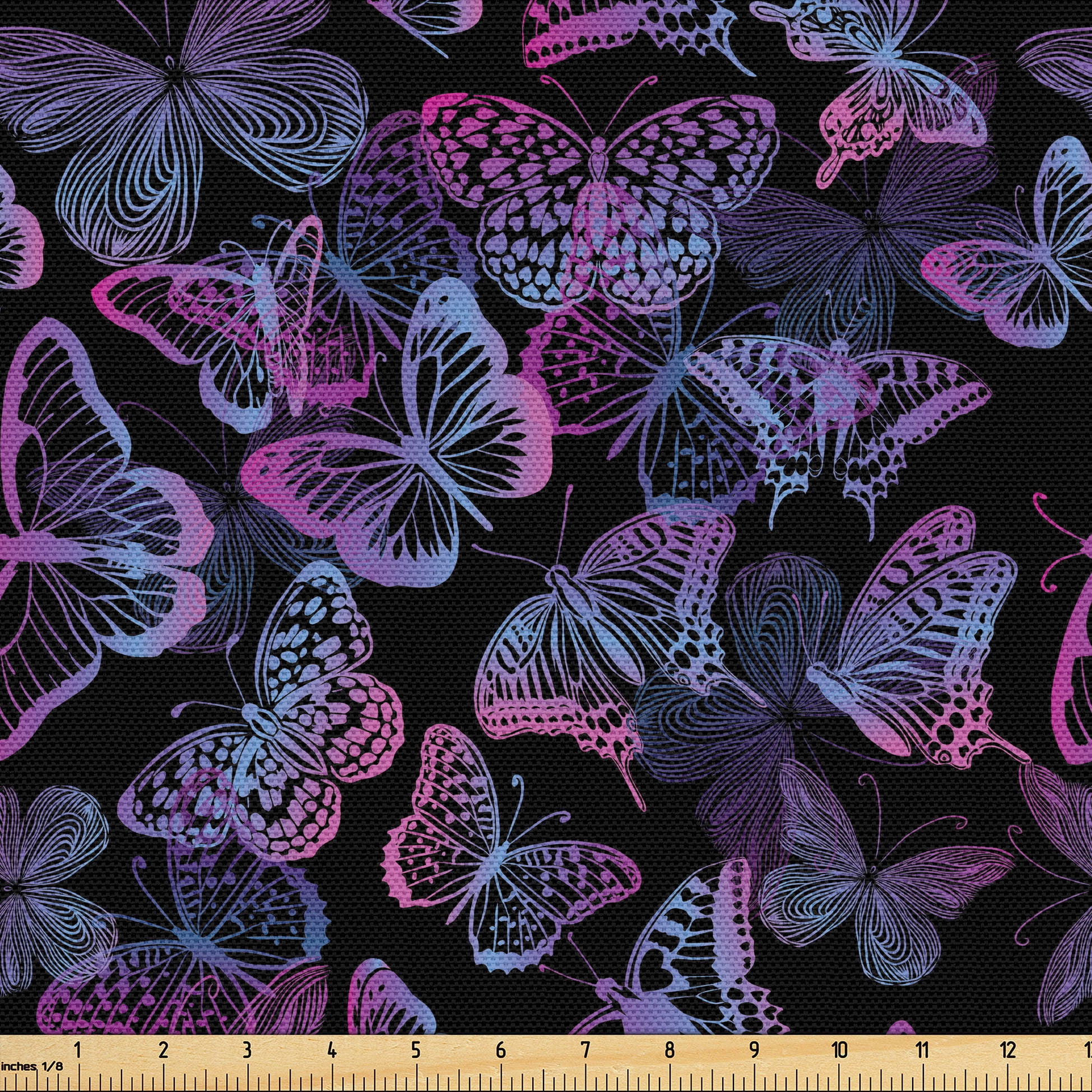Ambesonne Wings of Spring Fabric by the Yard Upholstery, Rave Colors Moths, 3 Yards, Pale Lilac ...