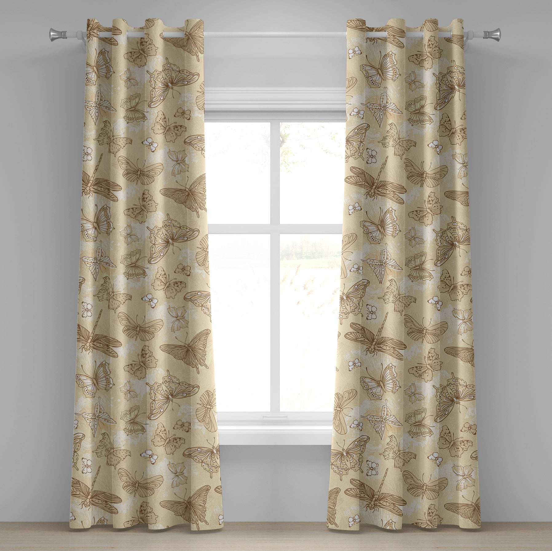 Ambesonne Wings of Spring Grommet Curtain, Butterflies Simple, 50"x96 ...