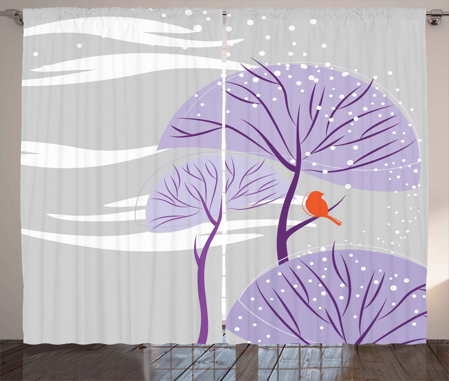 Ambesonne Winter Curtains 2 Panel Set, Snowy Weather Windy Lines, 108 ...