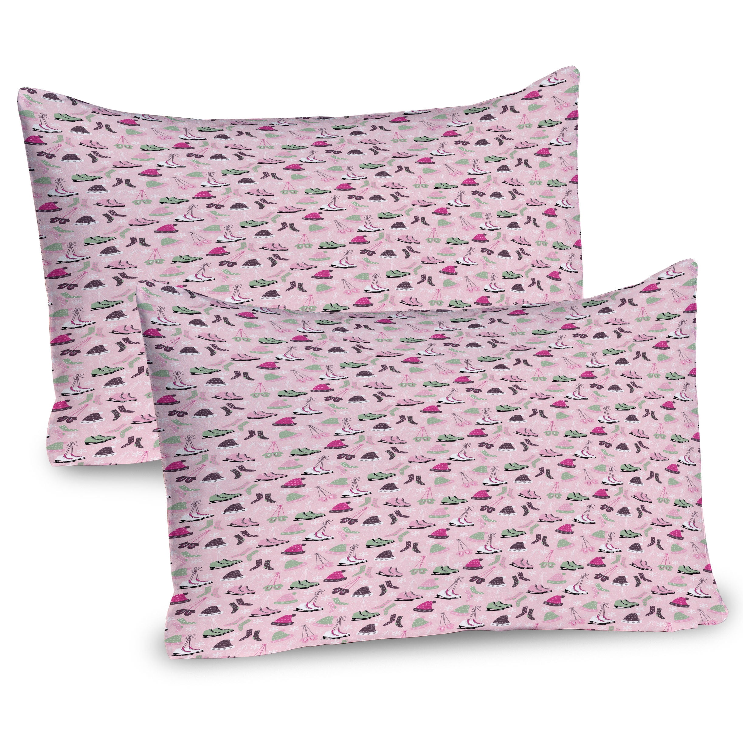 Ambesonne Winter Pillow Sham 2 Pack, Socks Skates Hats Mittens, 36"x20 ...