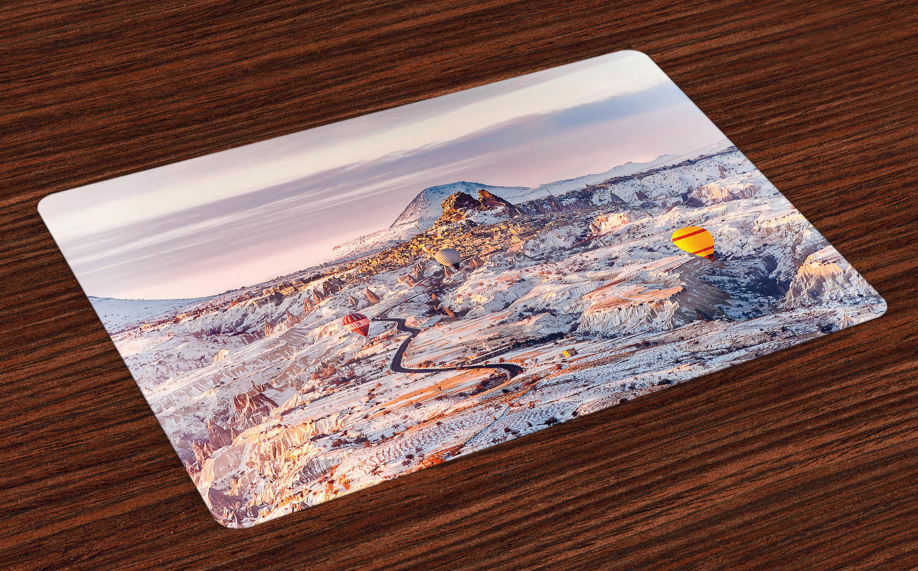 Ambesonne Winter Place Mats Set of 4, Cappadocia Turkey Valley ...