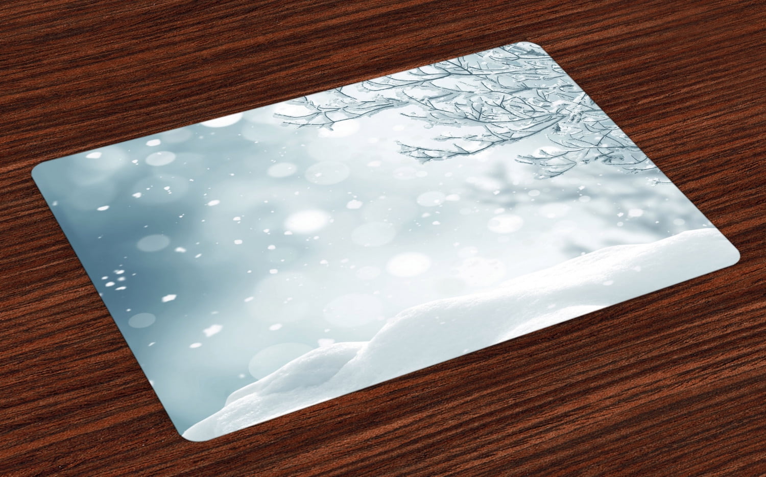 Ambesonne Winter Place Mats Set of 4, Christmas Time Tree Snow ...