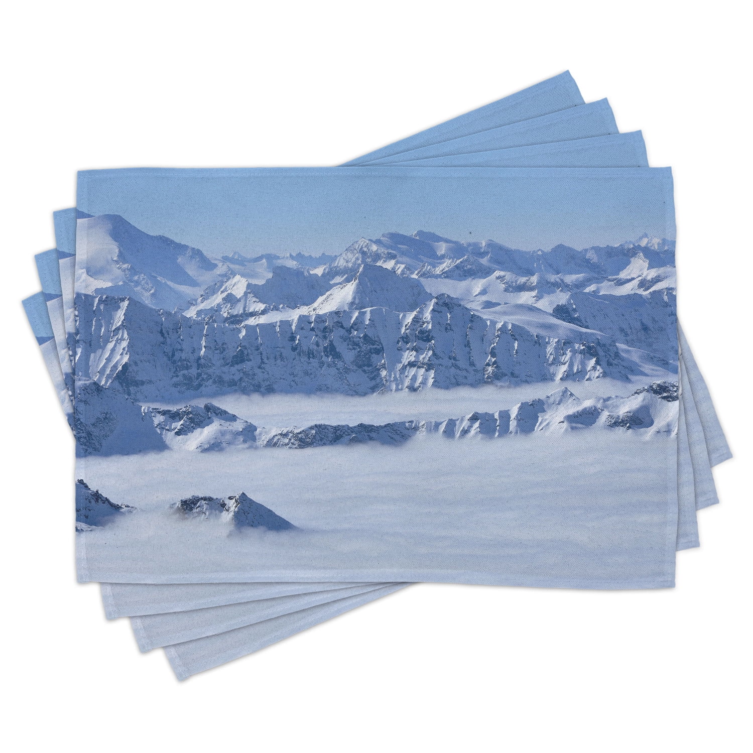 Ambesonne Winter Place Mats Set of 4, Clouds on Summit Fog, Standard ...