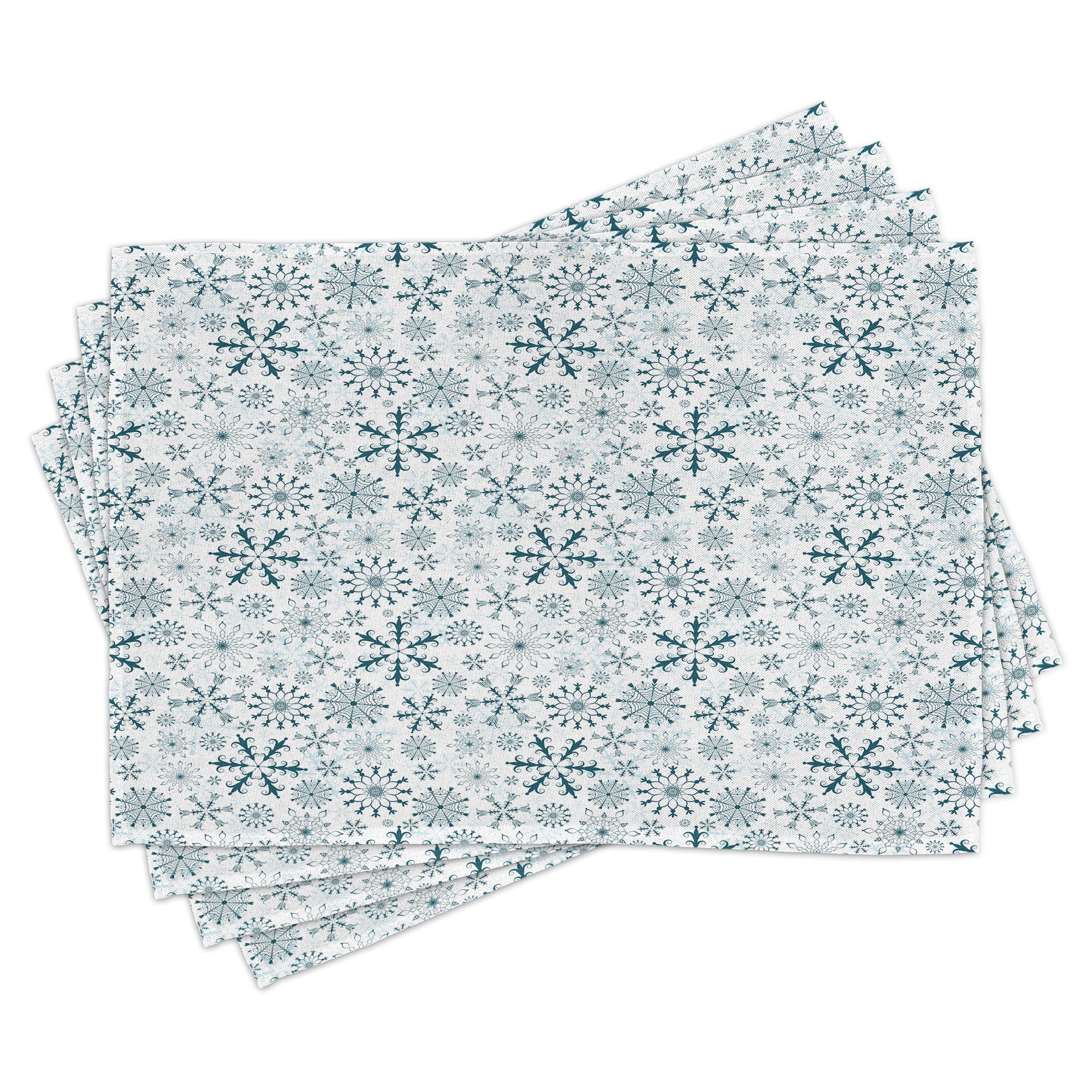 Ambesonne Winter Place Mats Set of 4, Merry Xmas Snowflakes, Standard ...