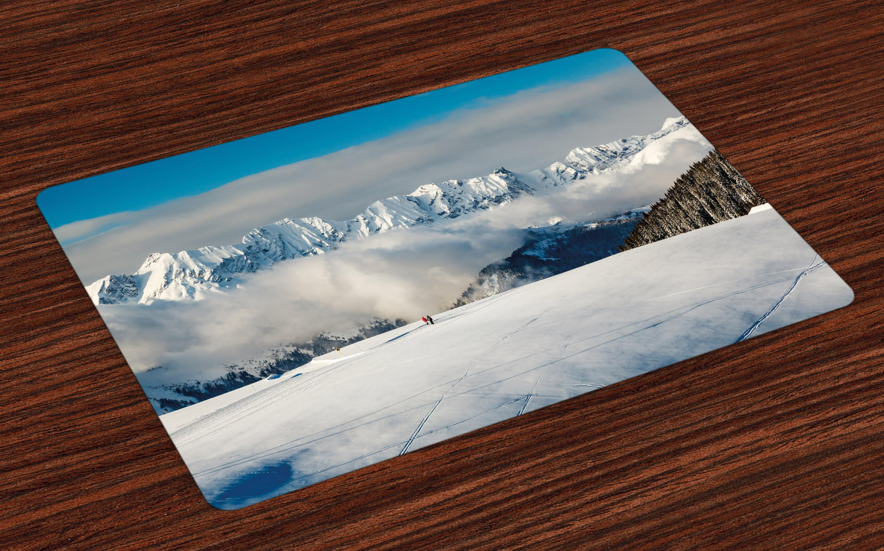 Ambesonne Winter Place Mats Set of 4, Panoramic Mountains Walk ...
