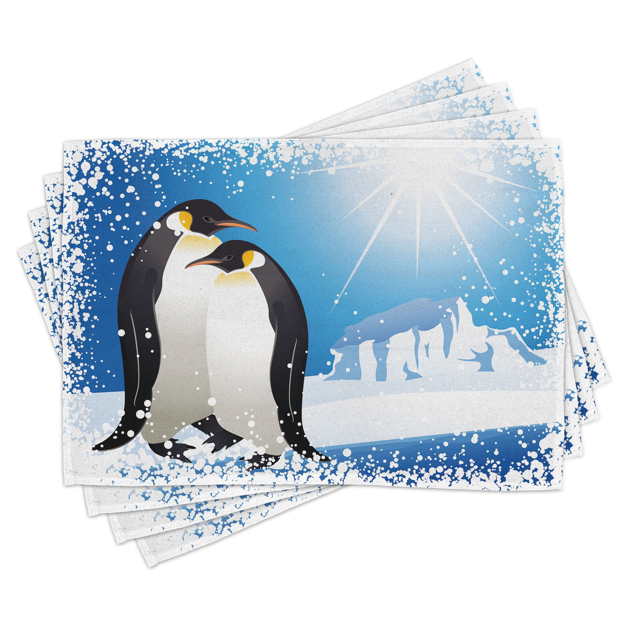 Ambesonne Winter Place Mats Set of 4, Snowy Frozen Season, Standard ...