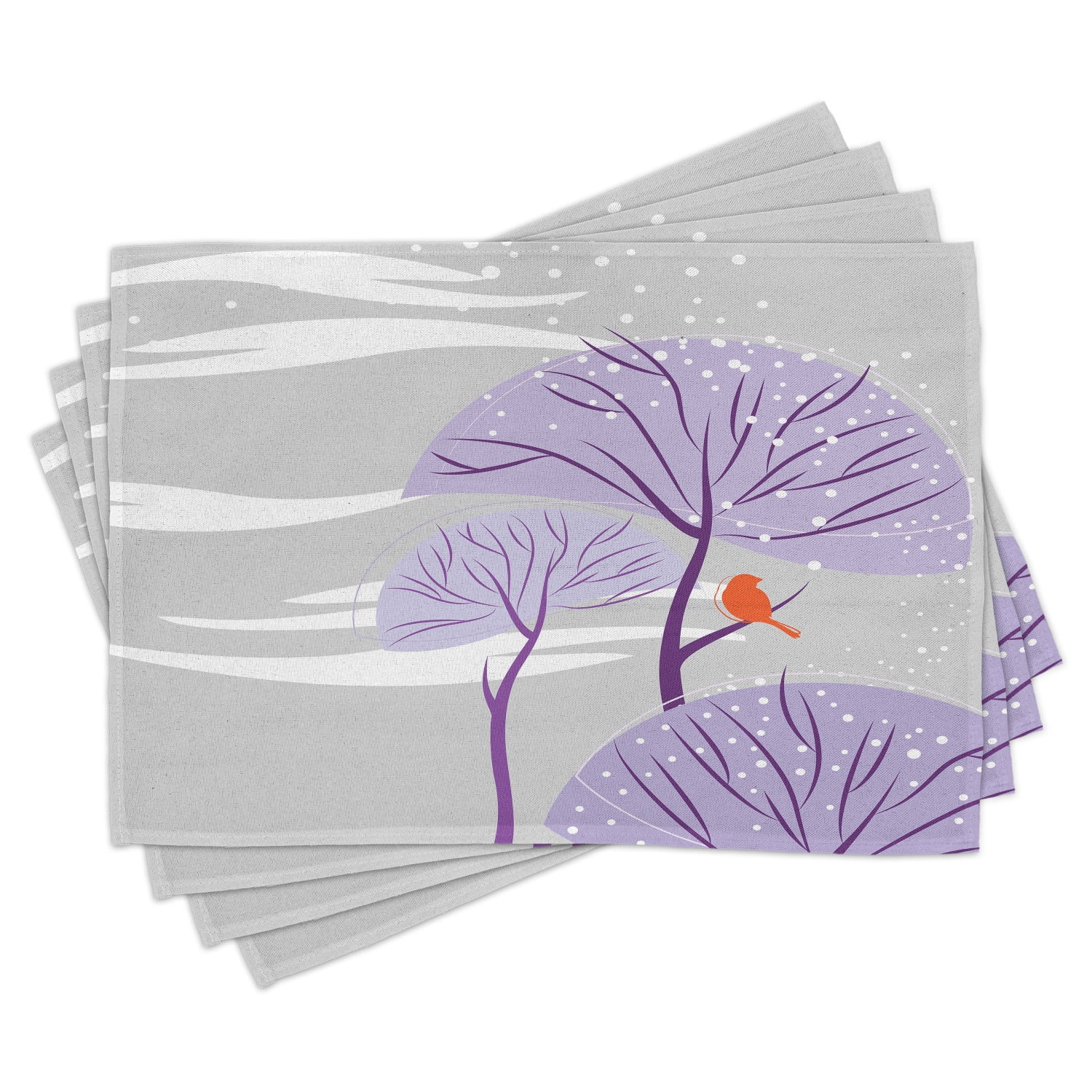 Ambesonne Winter Place Mats Set of 4, Snowy Weather Windy Lines ...