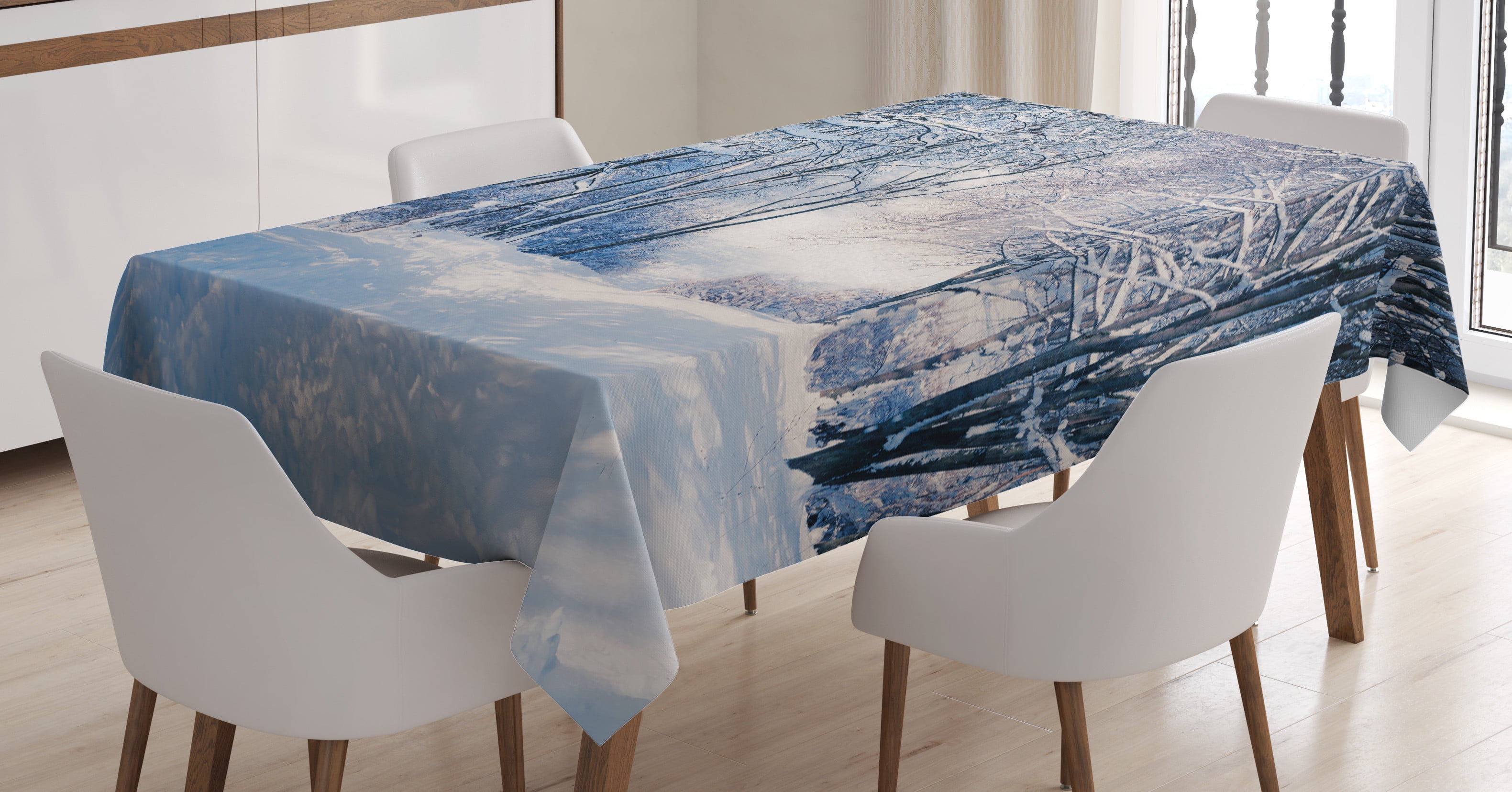 Ambesonne Winter Tablecloth Rectangular Table Cover, Alley in Snowy ...