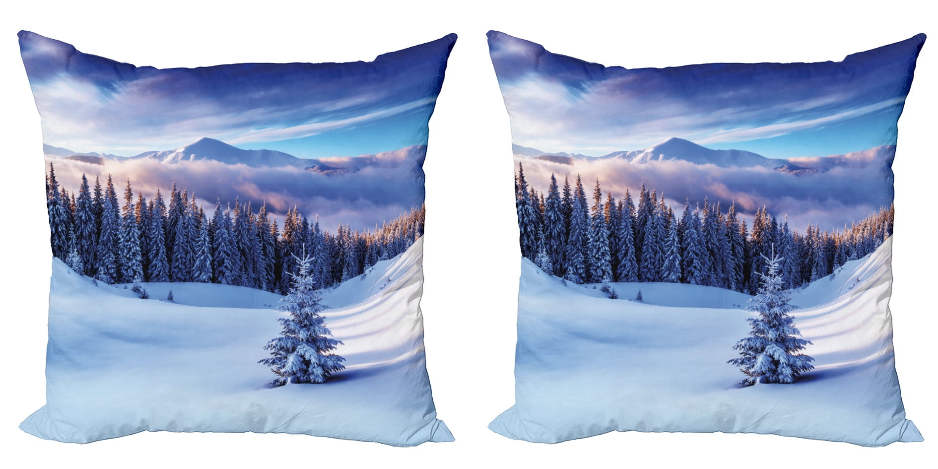 Ambesonne Winter Throw Pillow Cover 2 Pack, Mountain Peaks Snowy, 20 ...