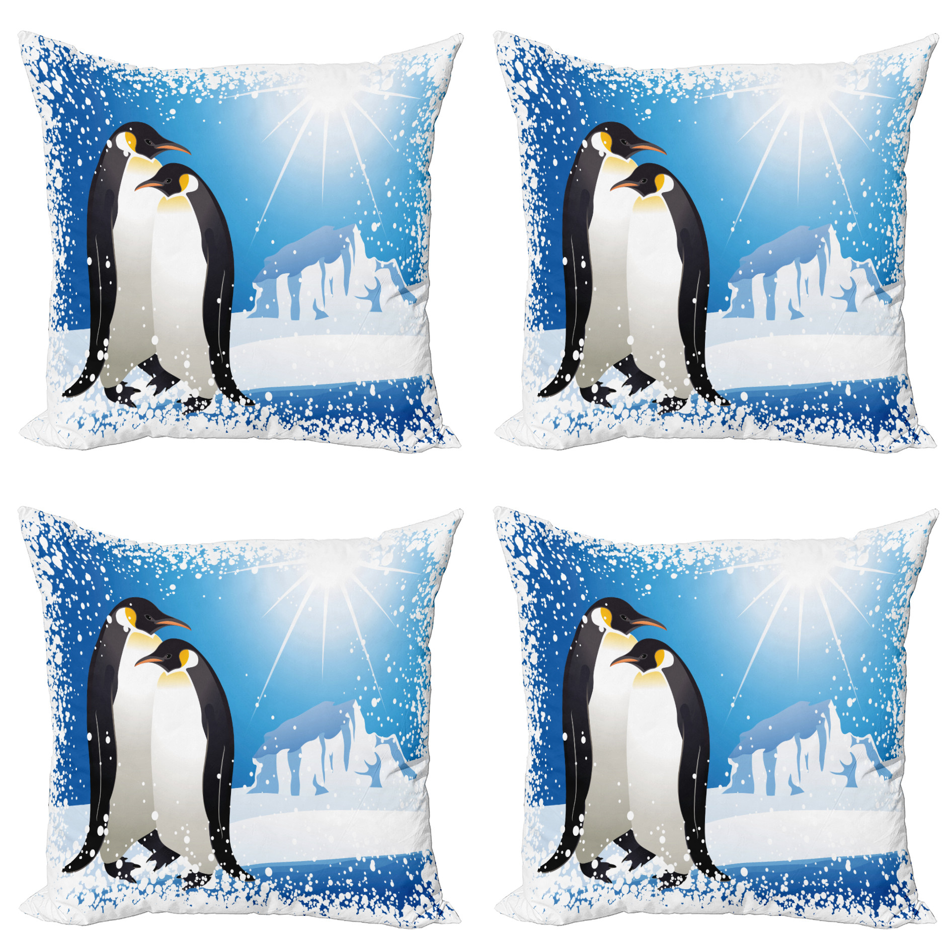 Ambesonne Winter Throw Pillow Cover 4 Pack, Snowy Frozen Season, 20 ...