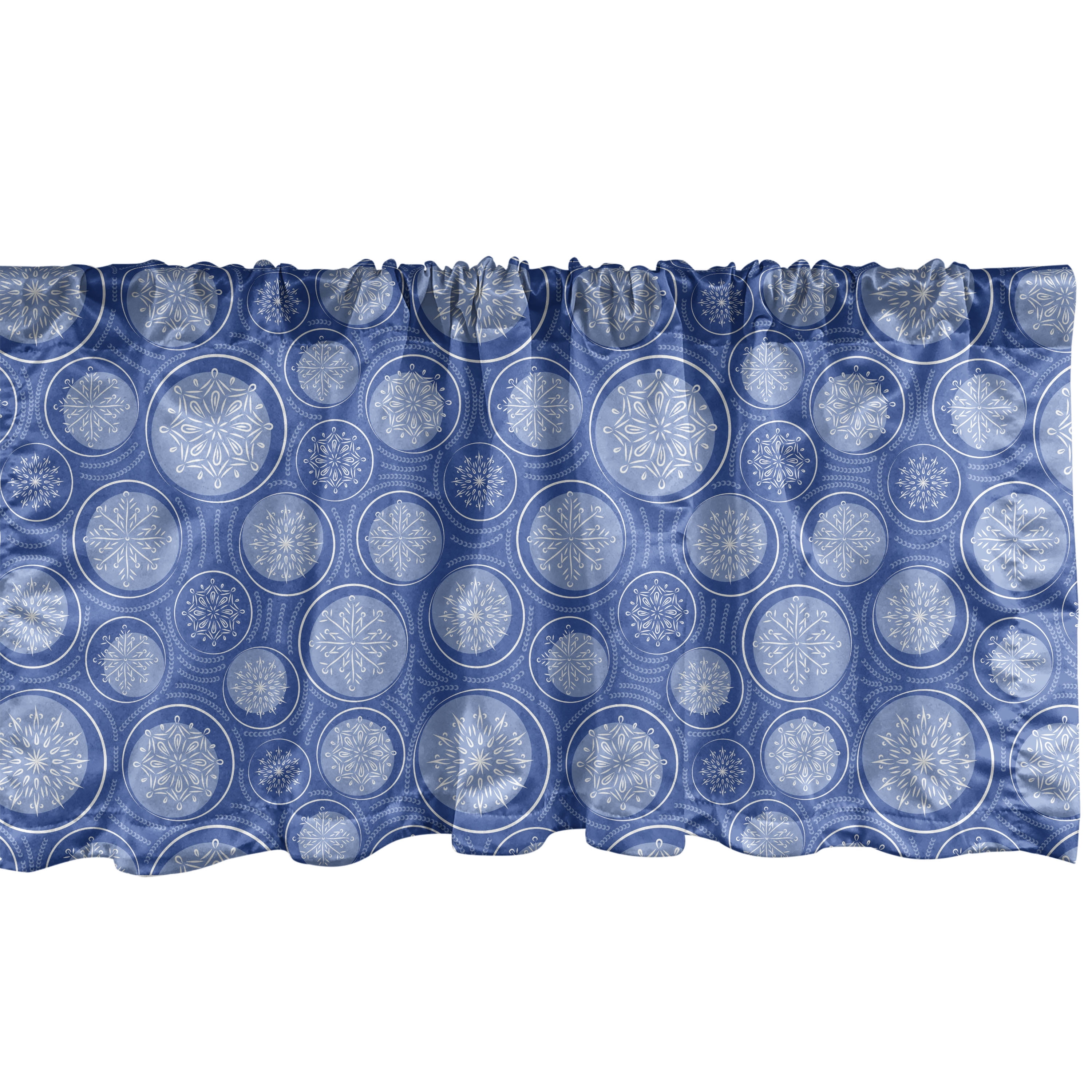 Ambesonne Winter Valance Pack of 2, Snowflakes Round Shapes Art, 42"X18 ...