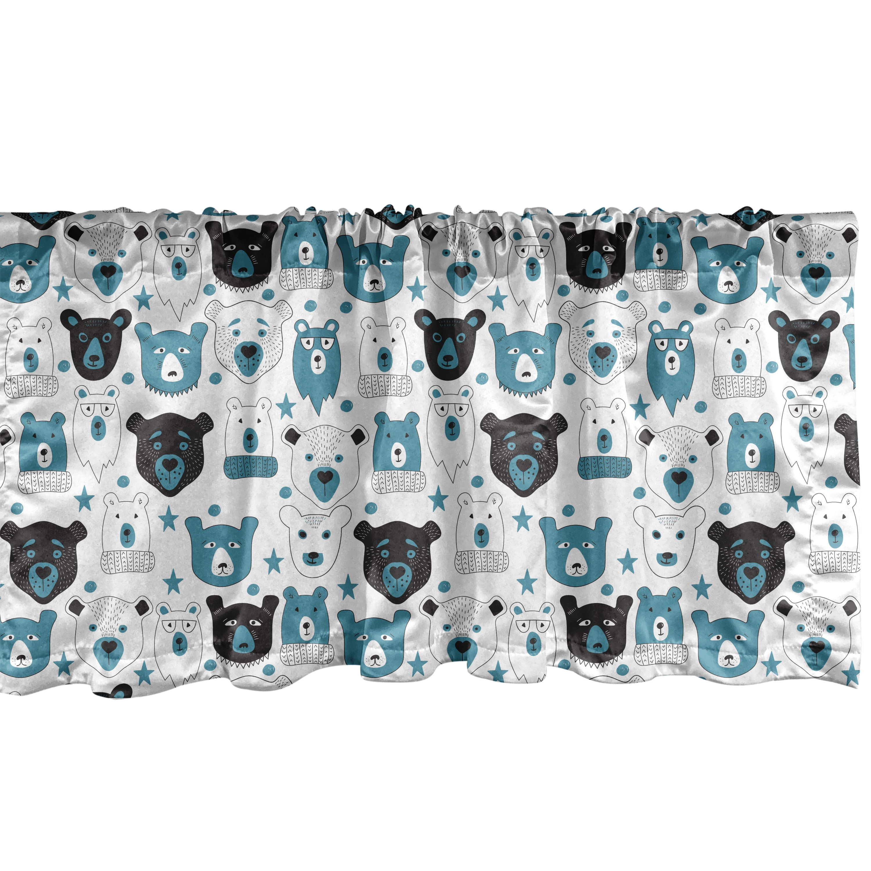 Ambesonne Winter Window Valance, Bear Portraits Wilderness, 54" X 12 ...