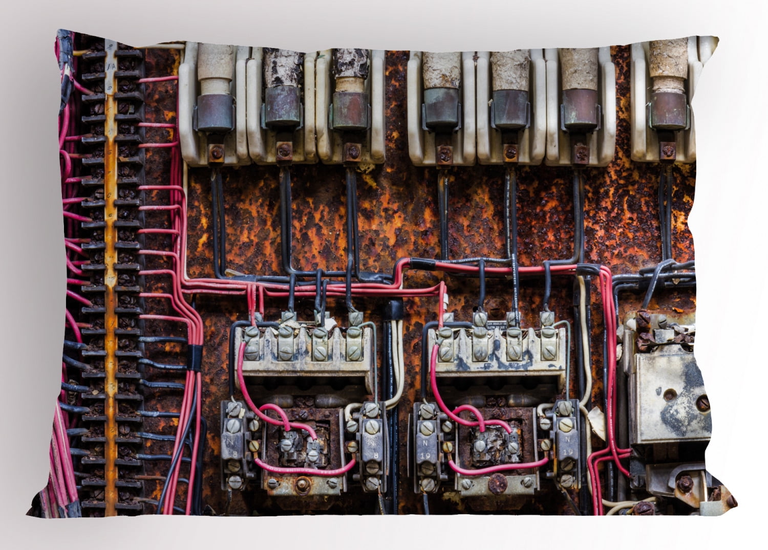 Ambesonne Wire Pillow Sham, Rusted Electrical Panel, 26" X 20 ...