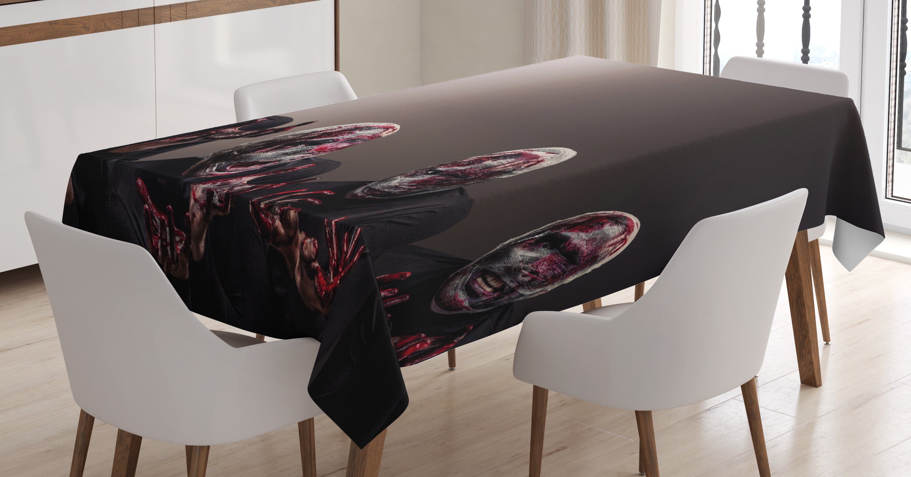 Ambesonne Wizard Tablecloth Rectangular Table Cover, Screaming Scary ...