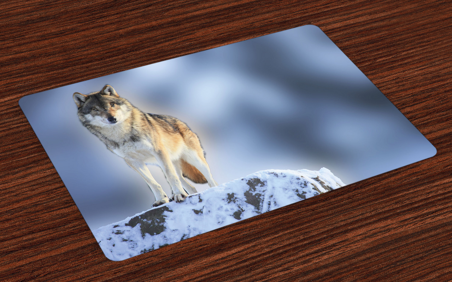 Ambesonne Wolf Place Mats Set of 4, Carnivore Canine in Snow, Standard ...