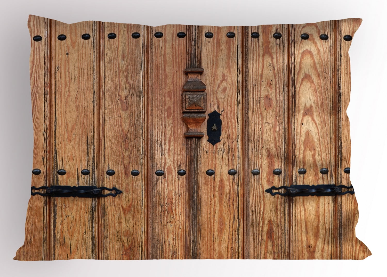 Ambesonne Wooden Pillow Sham, Door Rusty Weathered Details, 26" X 20 ...