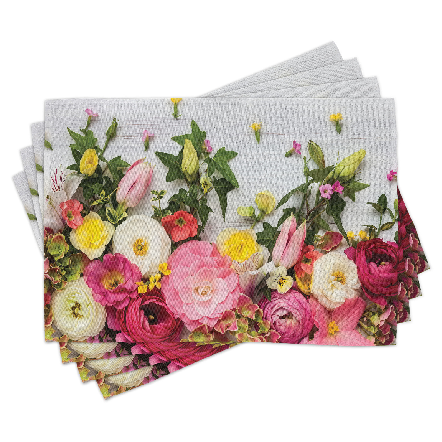 Ambesonne Wooden Place Mats Set of 4, Rustic Home Rose Flowers ...