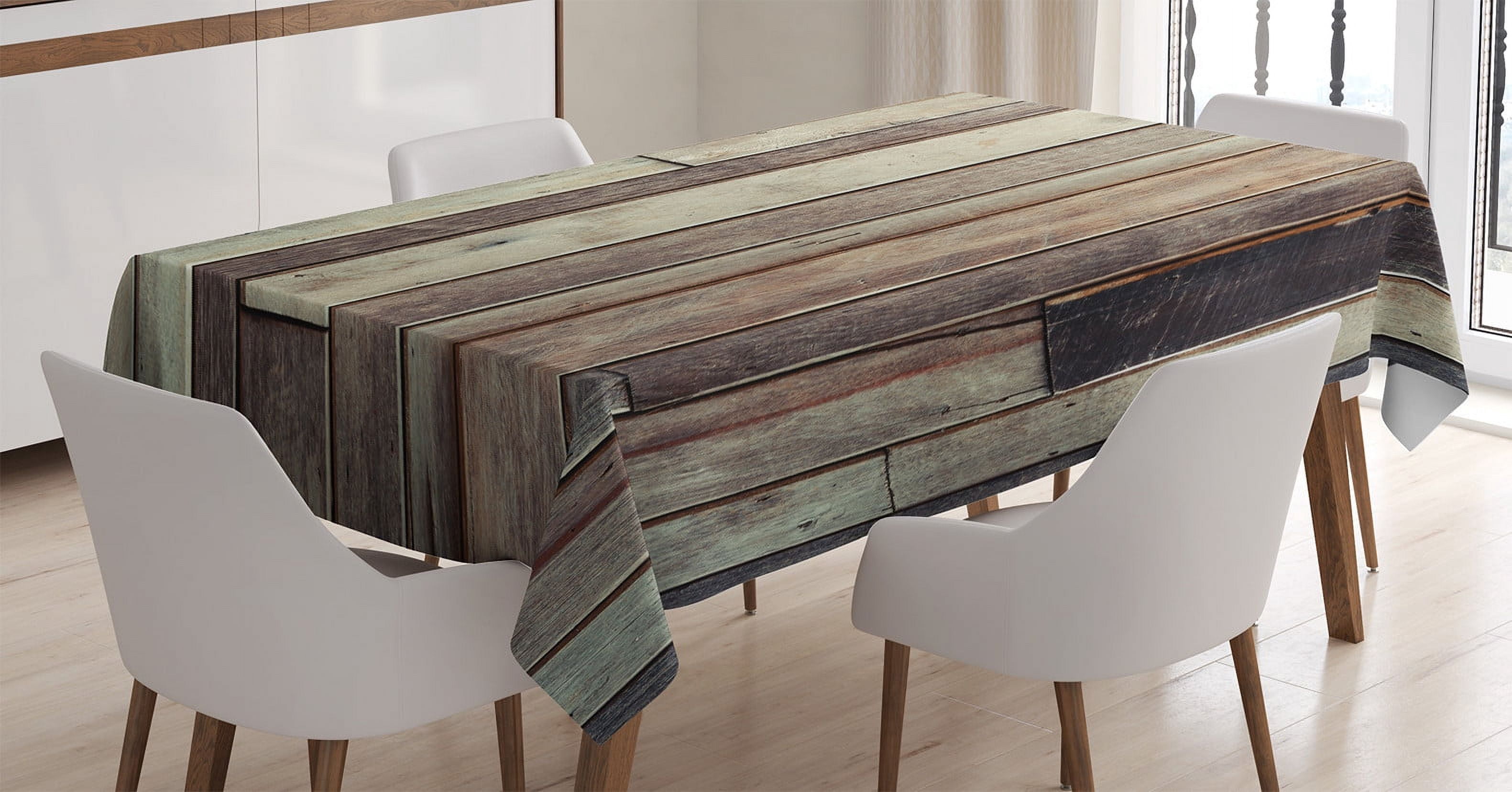 Ambesonne Wooden Print Tablecloth Rectangular Table Cover, American ...
