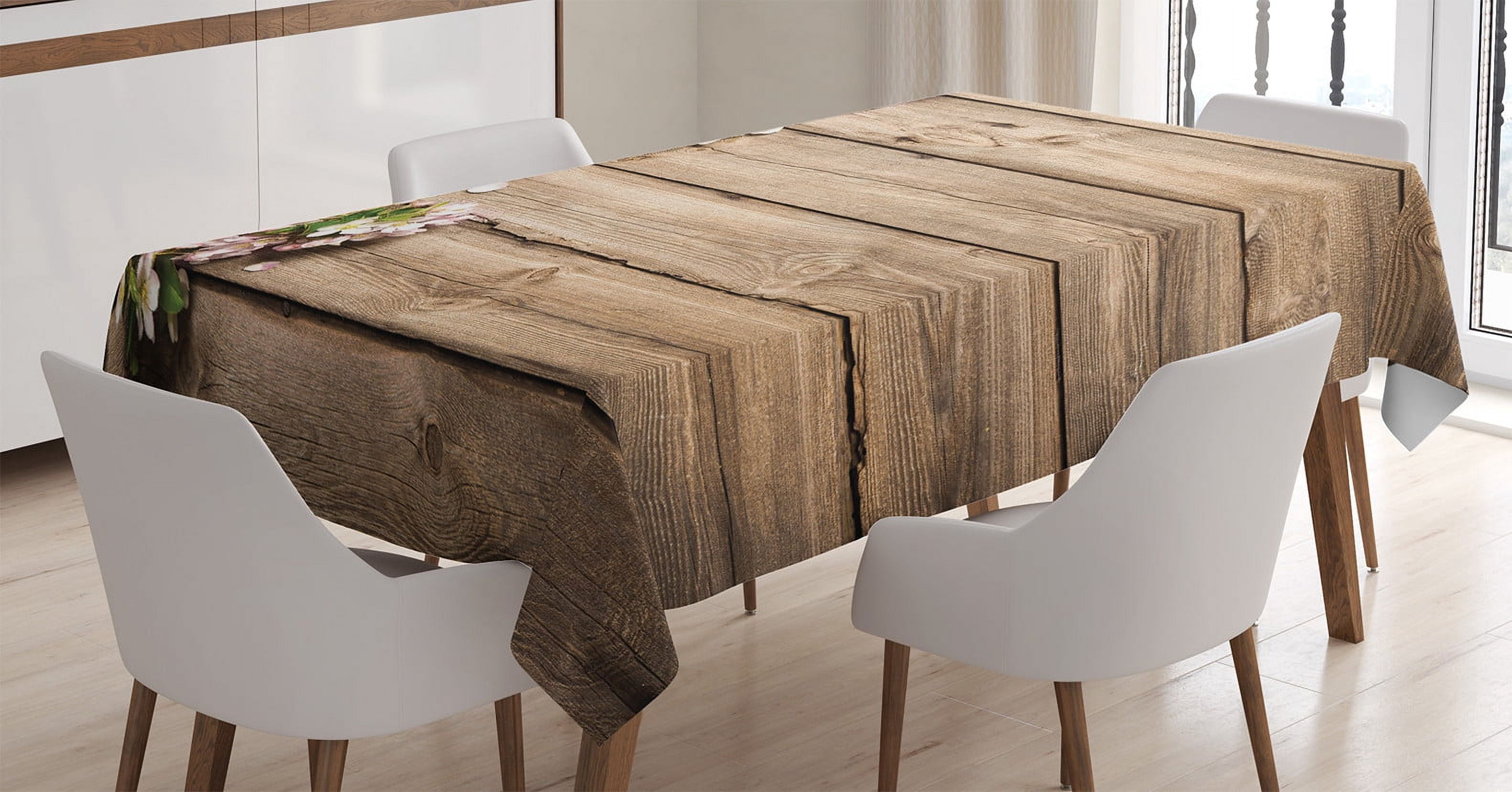 Ambesonne Wooden Tablecloth Rectangular Table Cover, Blooming Orchard ...