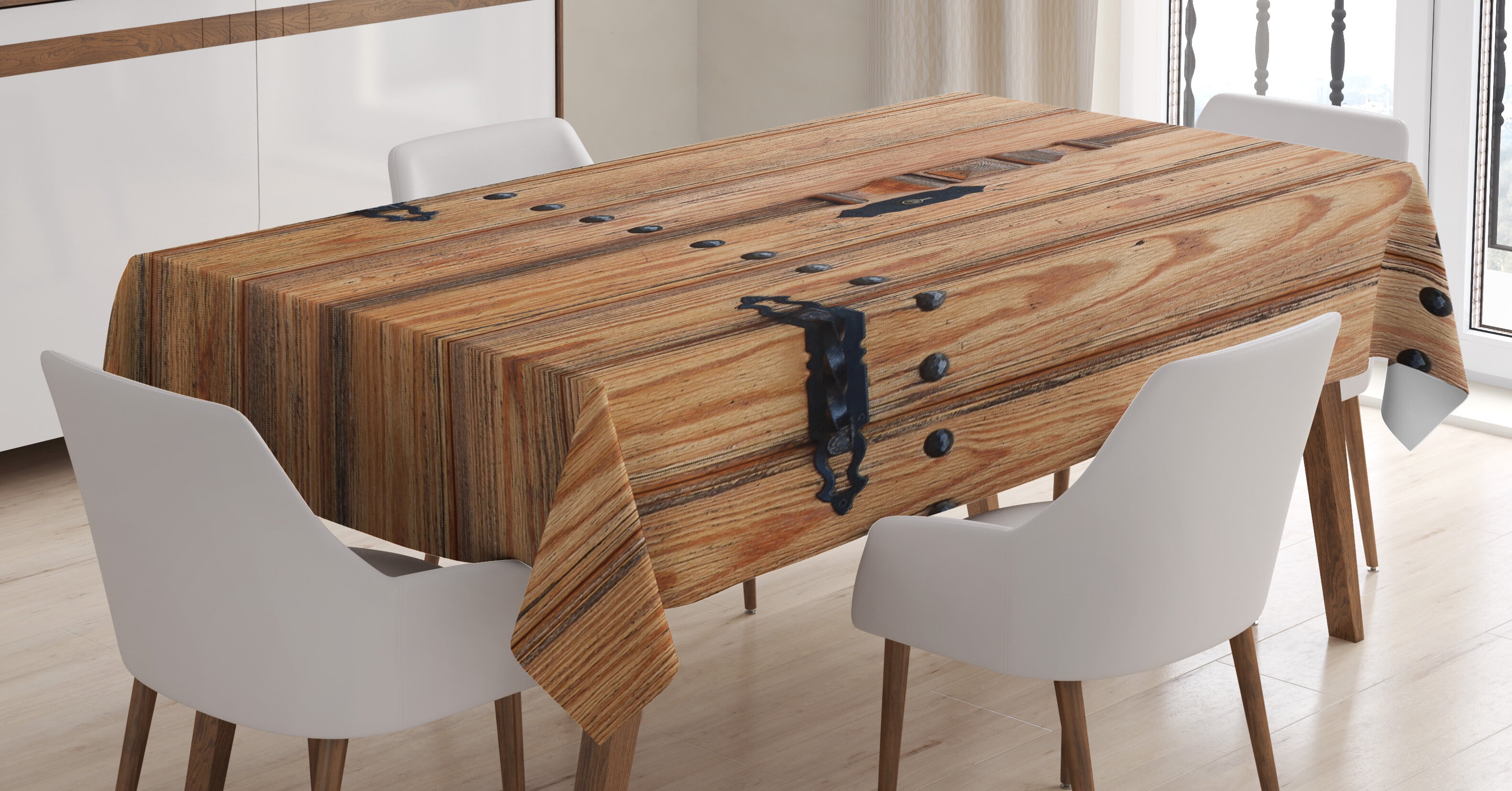 Ambesonne Wooden Tablecloth Rectangular Table Cover, Door Rusty ...