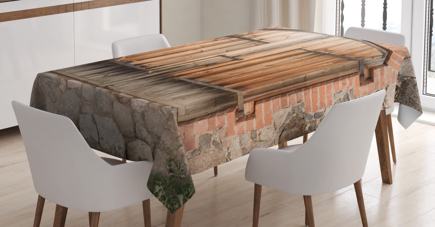 Ambesonne Wooden Tablecloth Rectangular Table Cover, Tuscany Stone ...