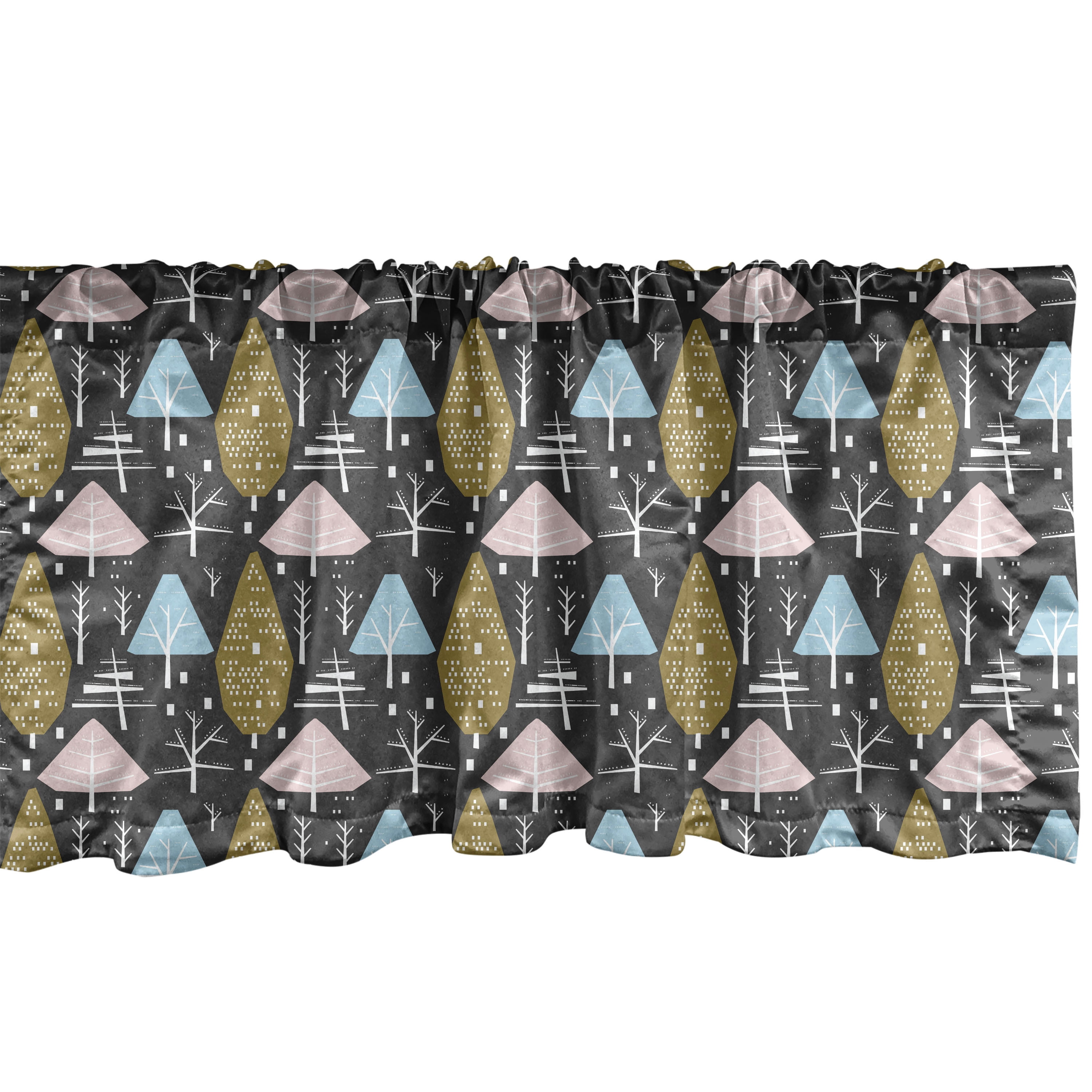 Ambesonne Woodland Window Valance, Repetitive Trees Pattern, 42" x 18 ...