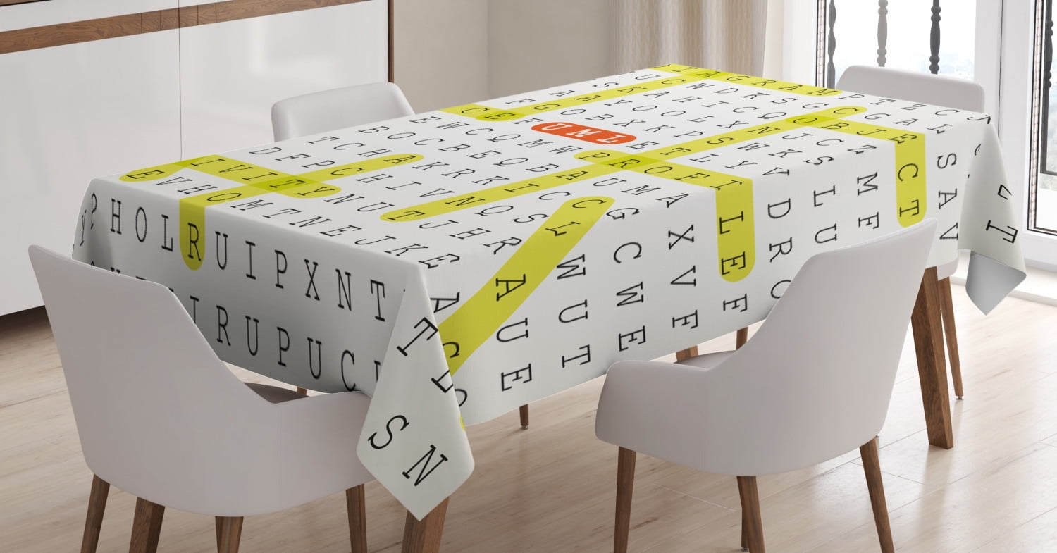 Ambesonne Word Search Game Tablecloth Rectangular Table Cover, UML ...