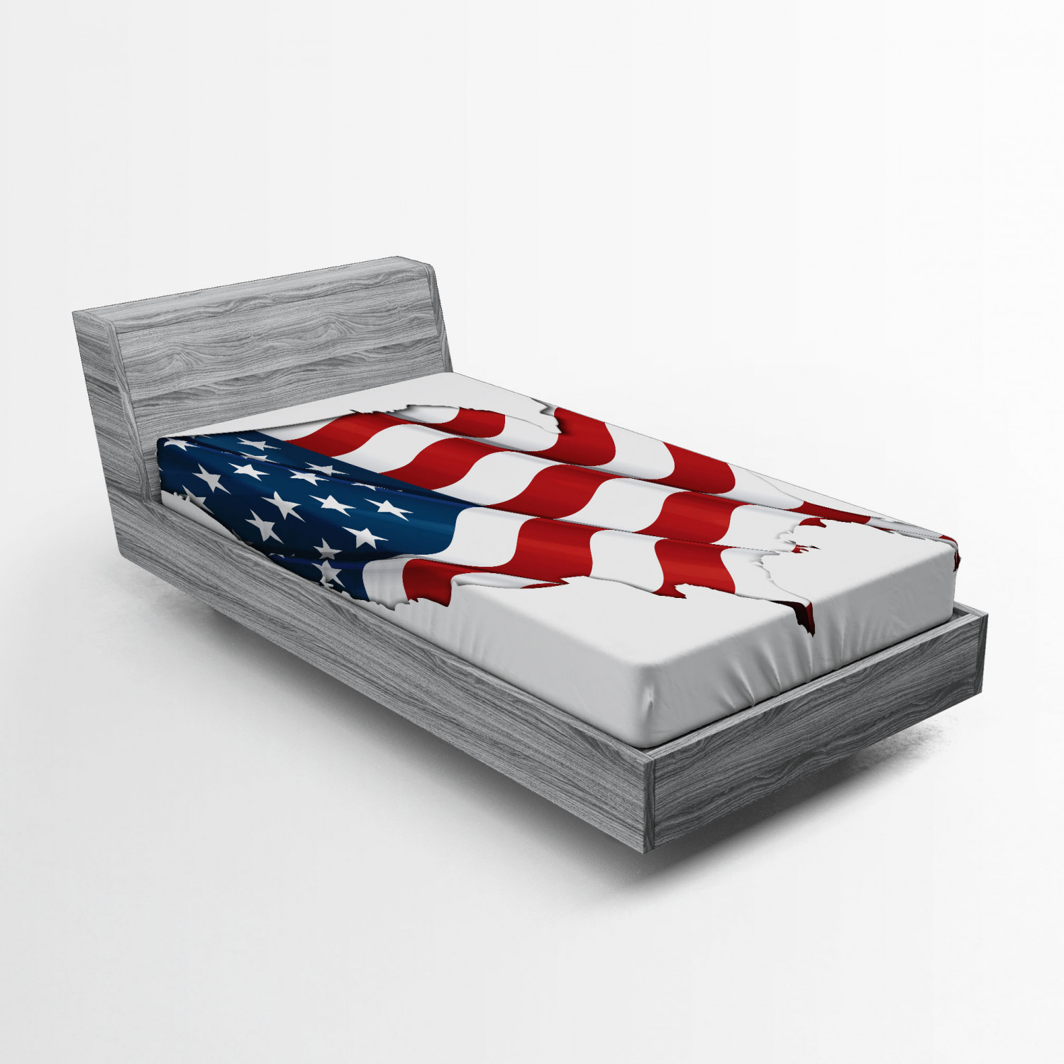 Ambesonne World Map Fitted Sheet, United States Flag, Twin XL Size ...