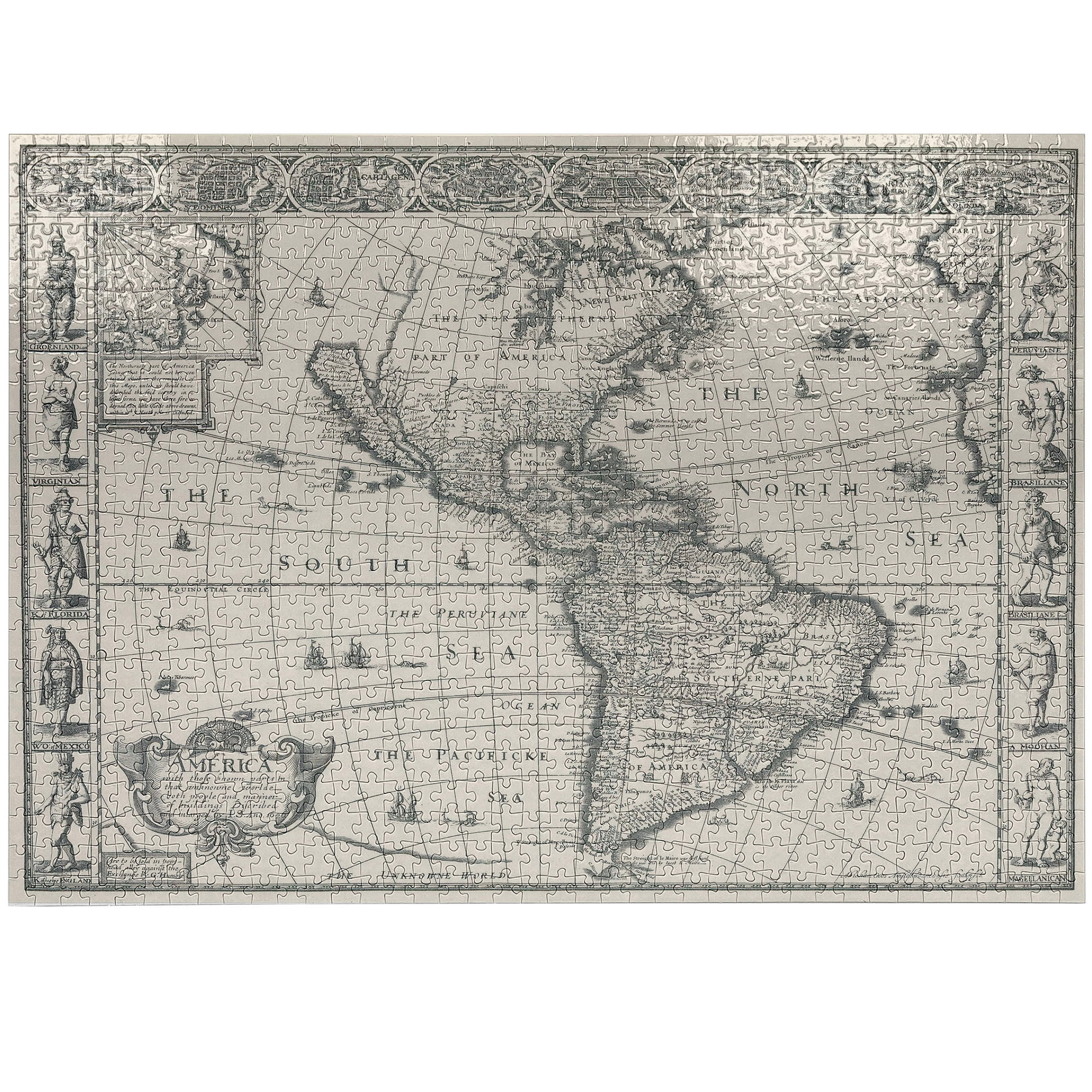 Ambesonne World Map Jigsaw Puzzle, Retro Old America Map, Heirloom ...