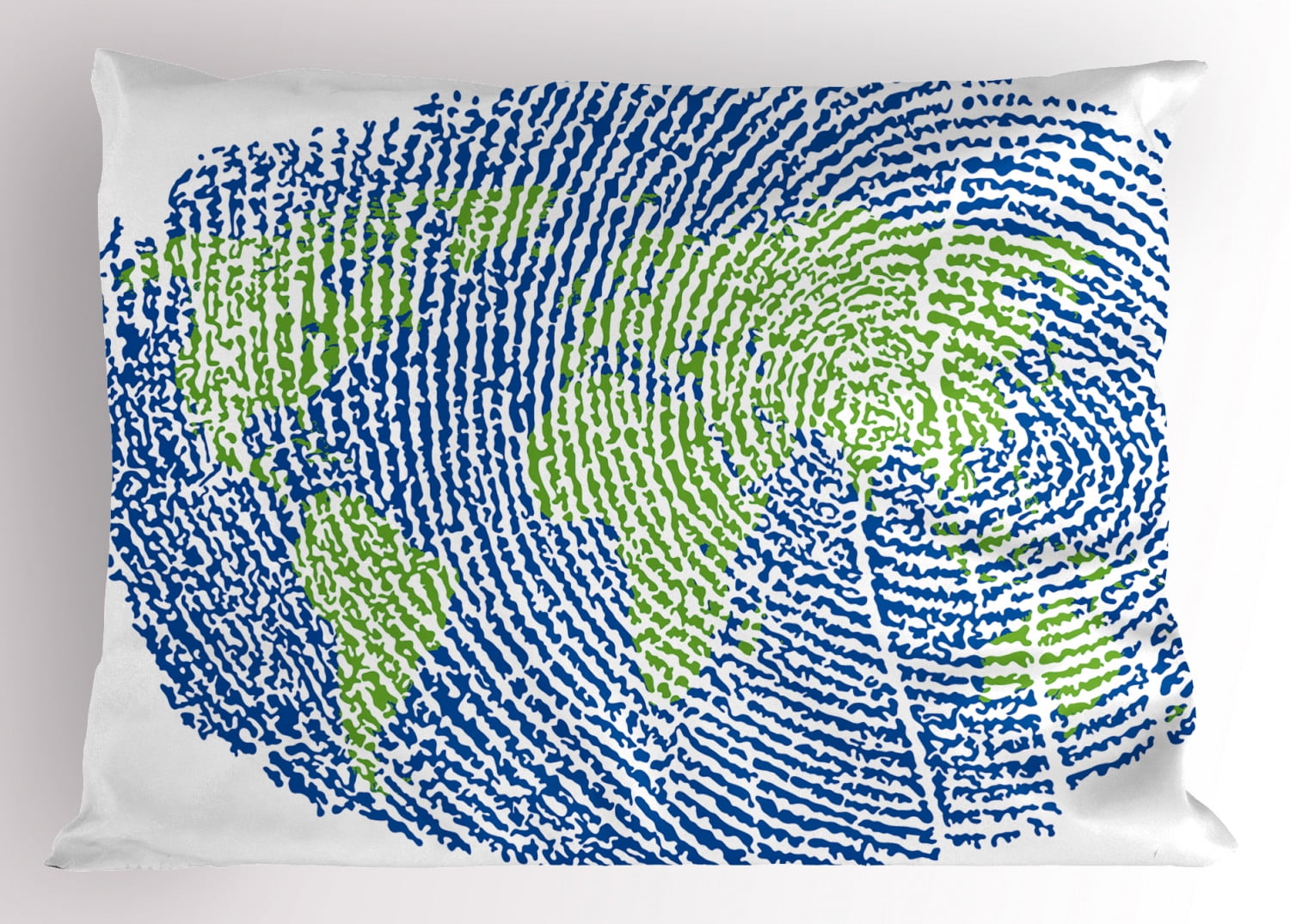 Ambesonne World Map Pillow Sham, Fingerprint World Map, 26" X 20", Navy ...