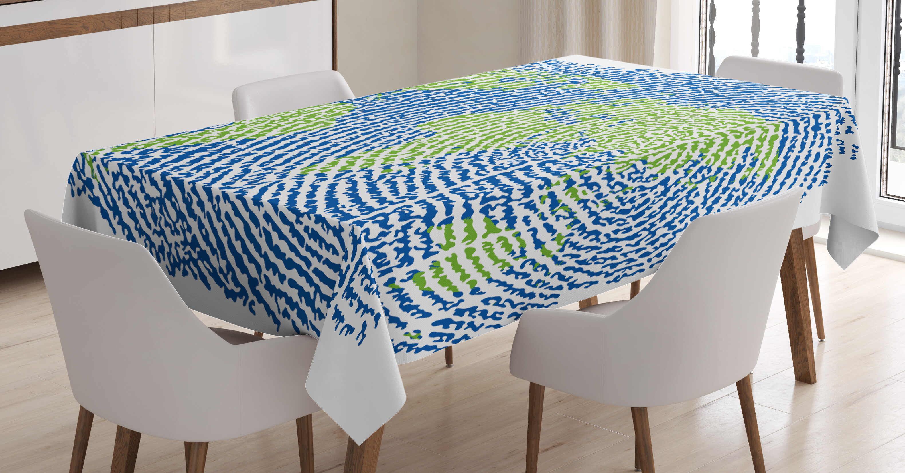 Ambesonne World Map Tablecloth Rectangular Table Cover, Fingerprint ...