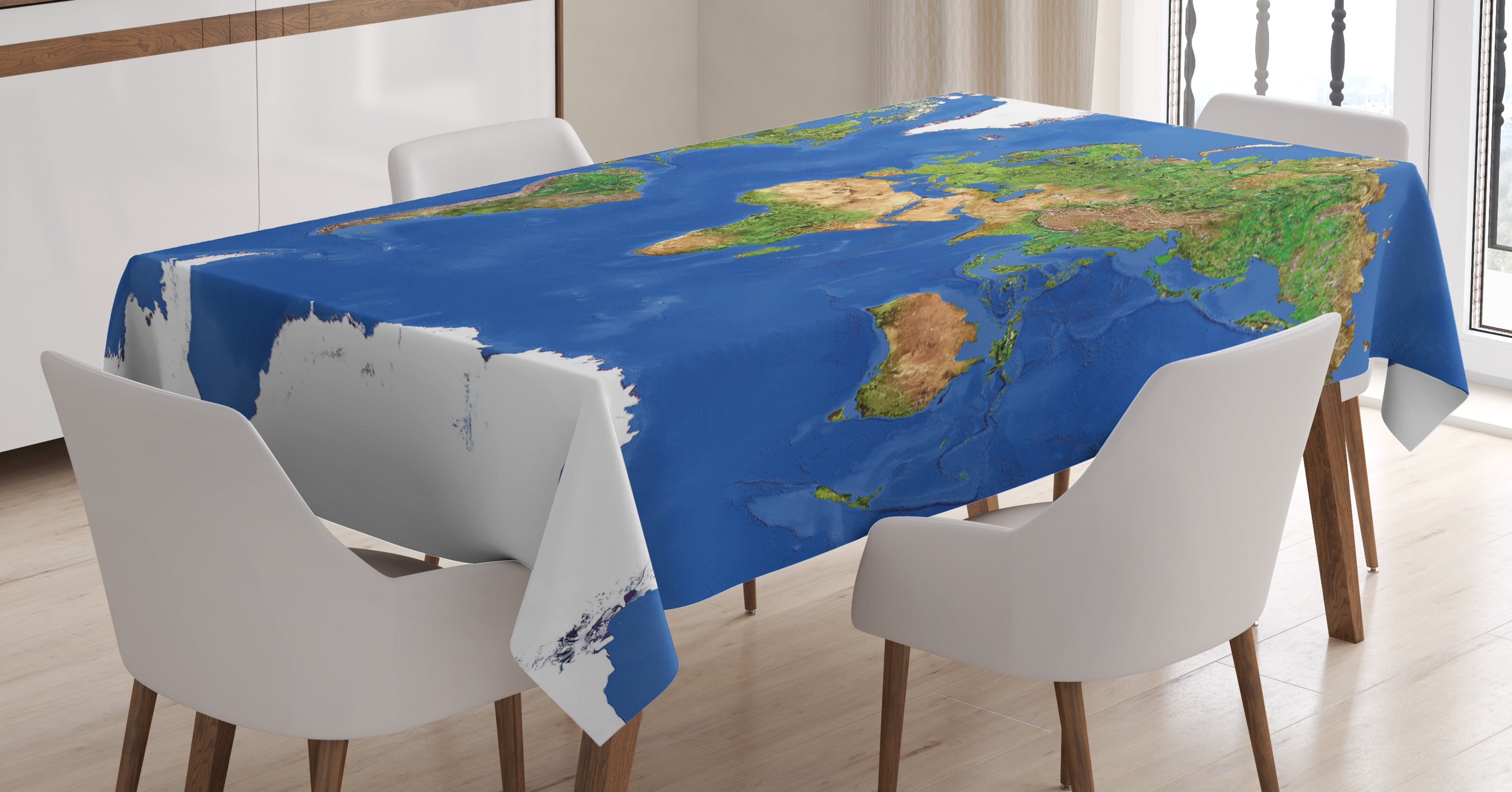 Ambesonne World Tablecloth Rectangular Table Cover, Continents ...