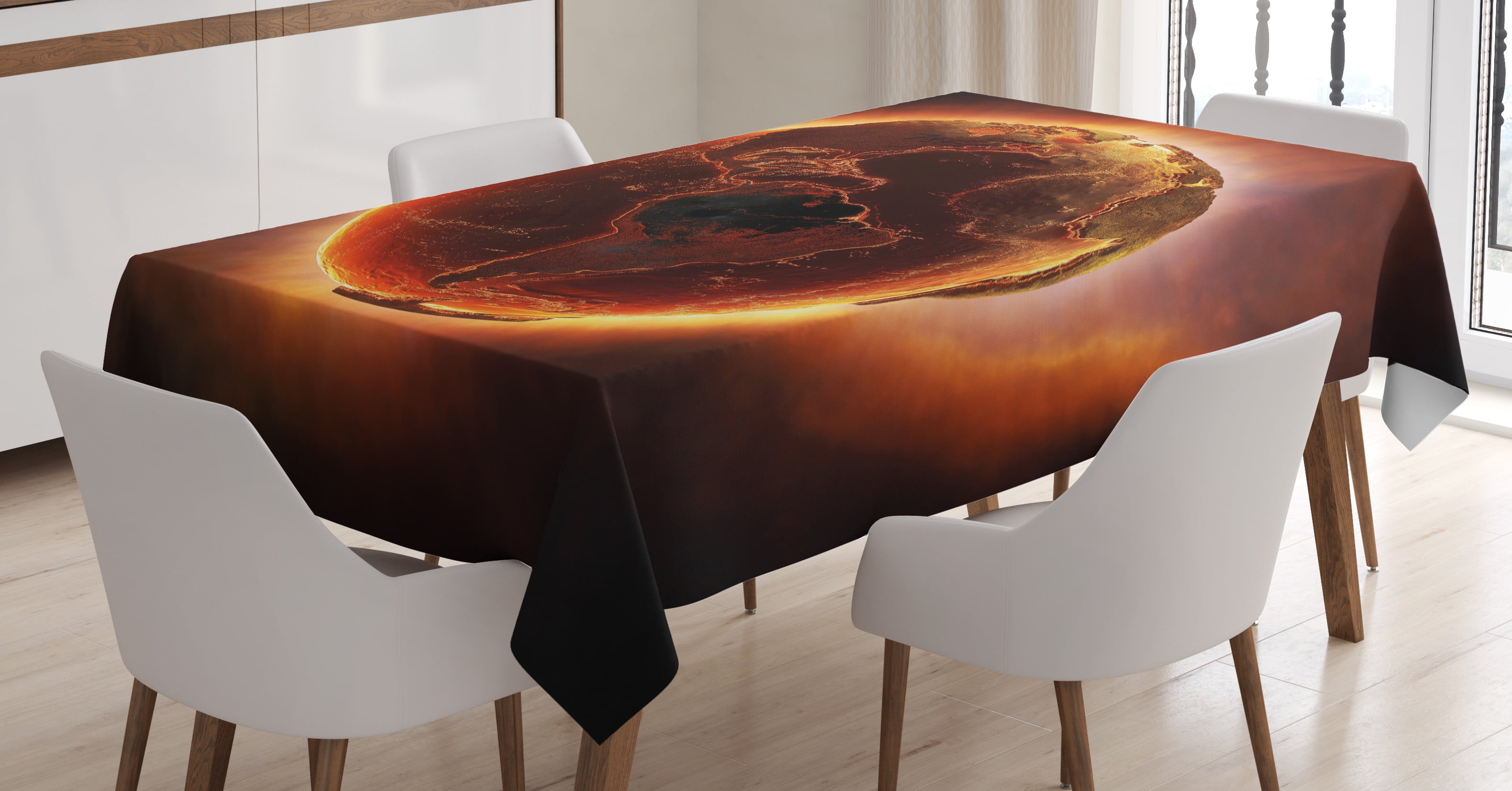 Ambesonne World Tablecloth Rectangular Table Cover, Vivid Burning Earth ...