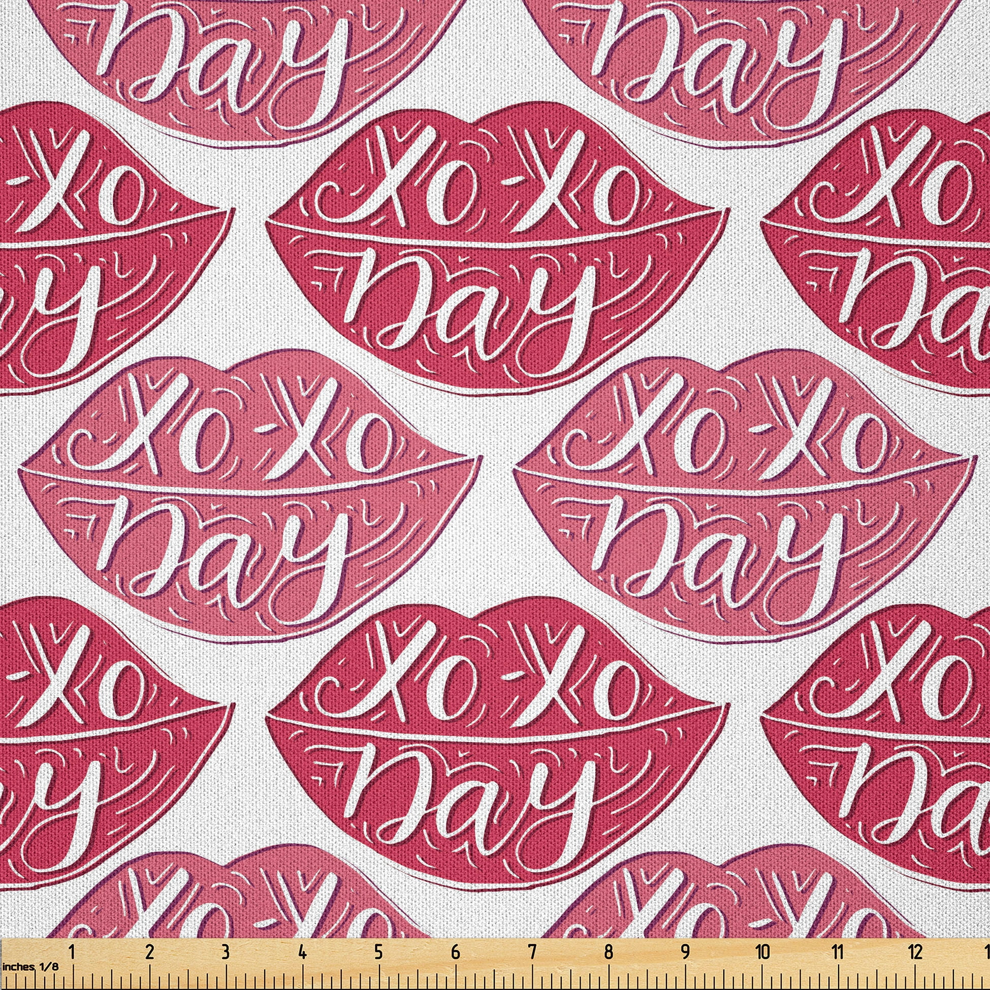 Ambesonne XOXO Fabric by the Yard Microfiber, XOXO Day Text on Colored ...
