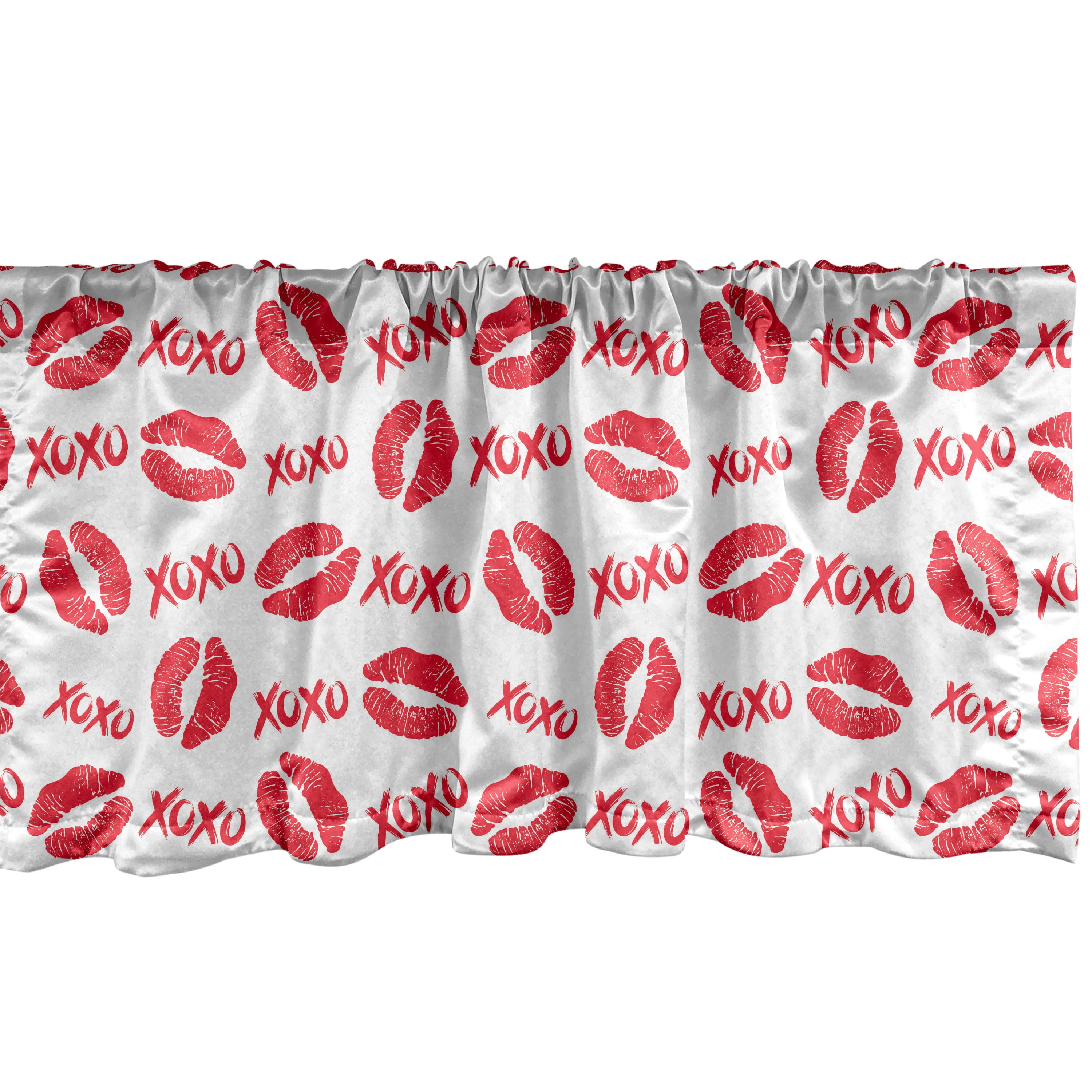 Ambesonne XOXO Window Valance, Lipstick Kiss Acronym Pattern, 54" X 18 ...