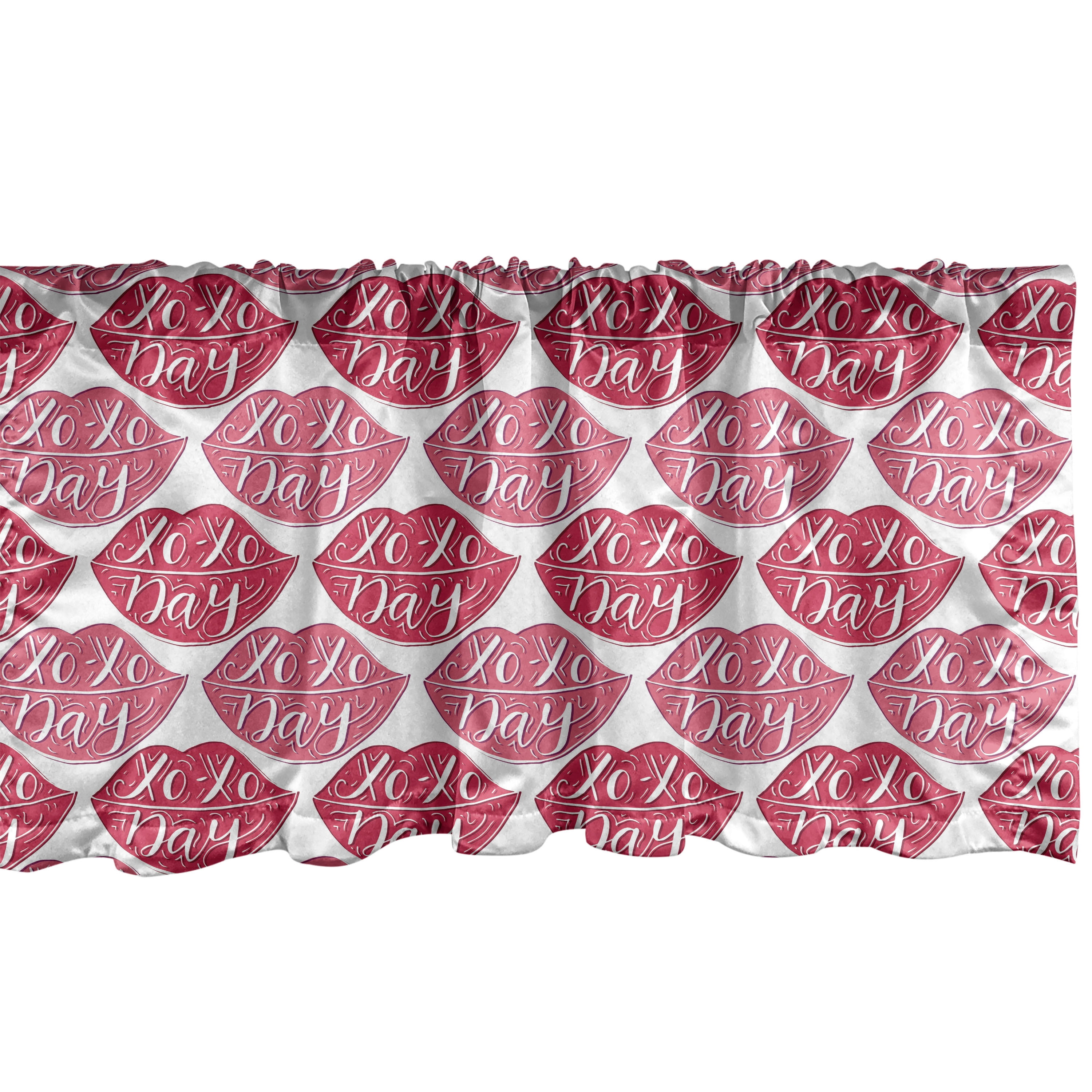 Ambesonne XOXO Window Valance, XOXO Day Text on Colored Lips, 54" X 18 ...