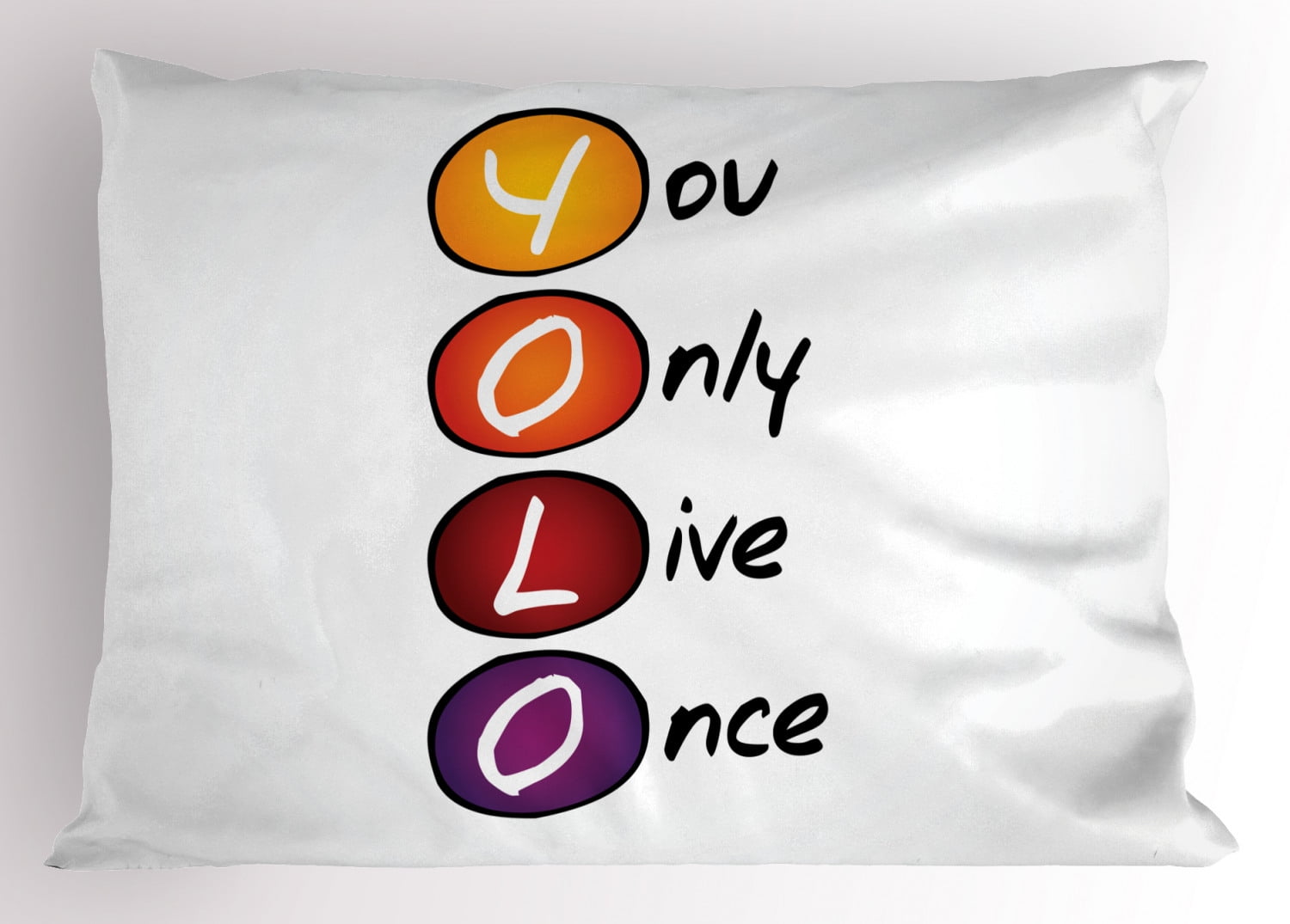 Ambesonne YOLO Pillow Sham, Colorful Circles Acronym, 36" X 20 ...