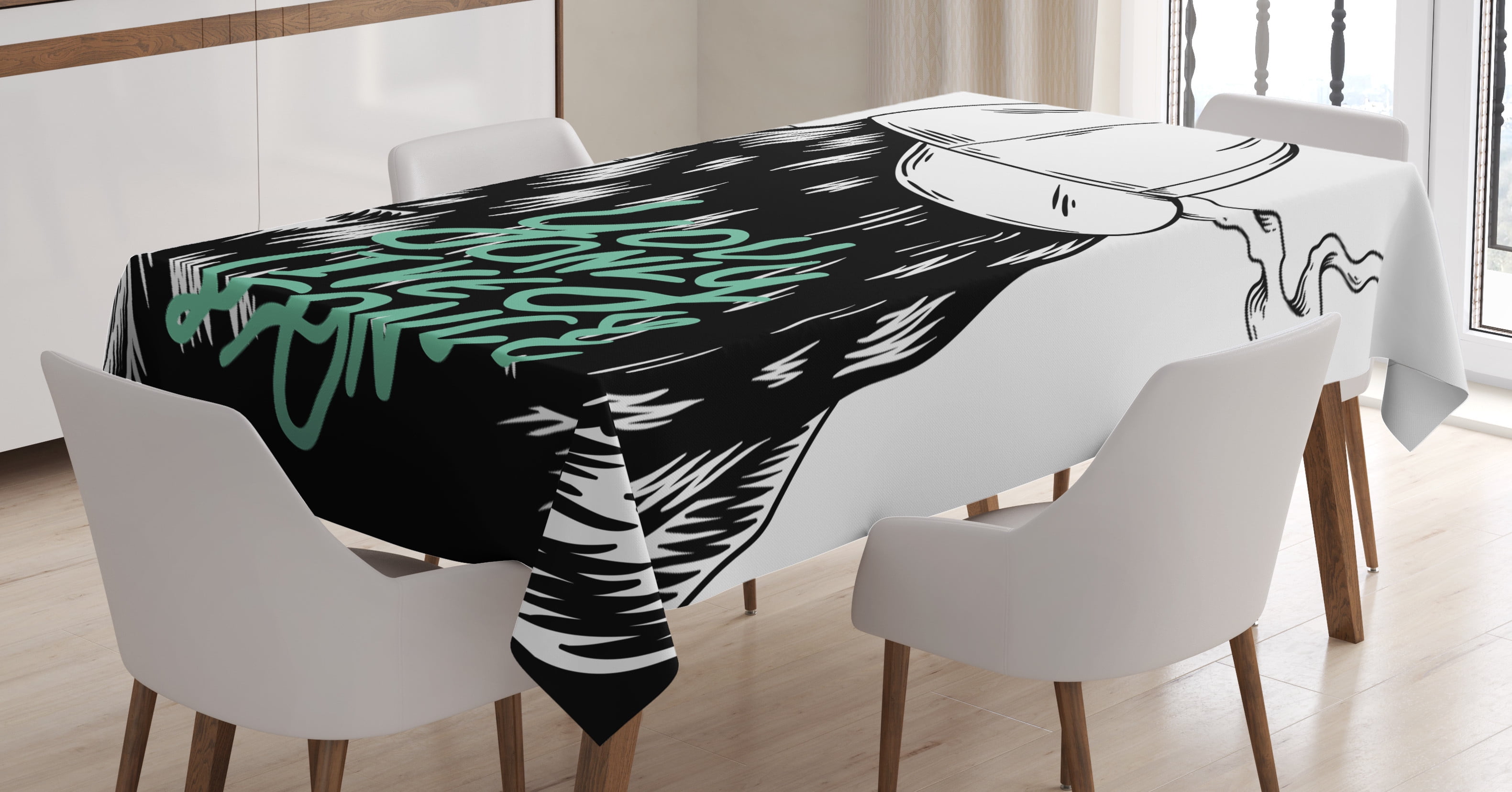 Ambesonne YOLO Tablecloth Rectangular Table Cover, Girl with a ...