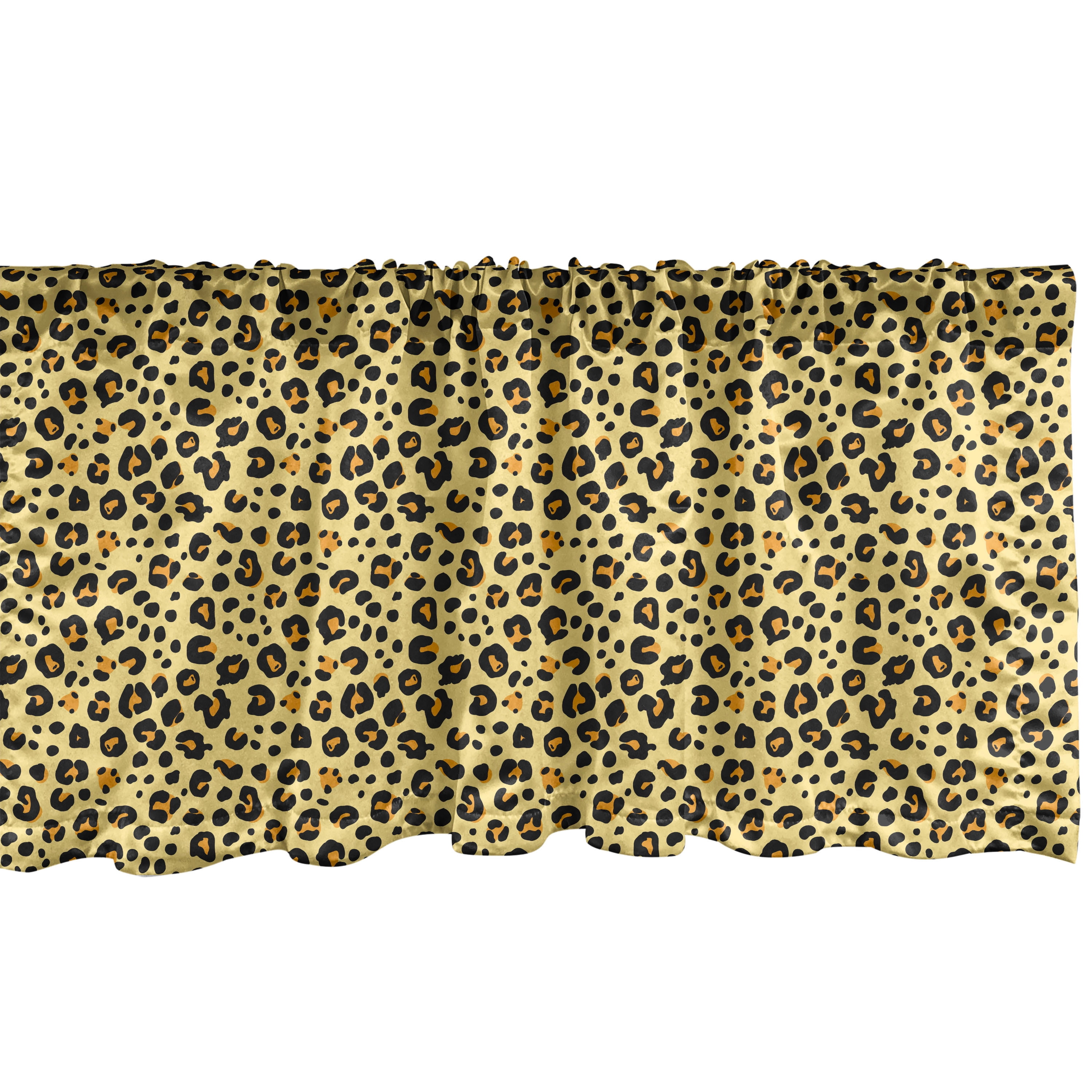 Ambesonne Yellow Brown Window Valance, Leopard Animal Print, 54" X 18 ...