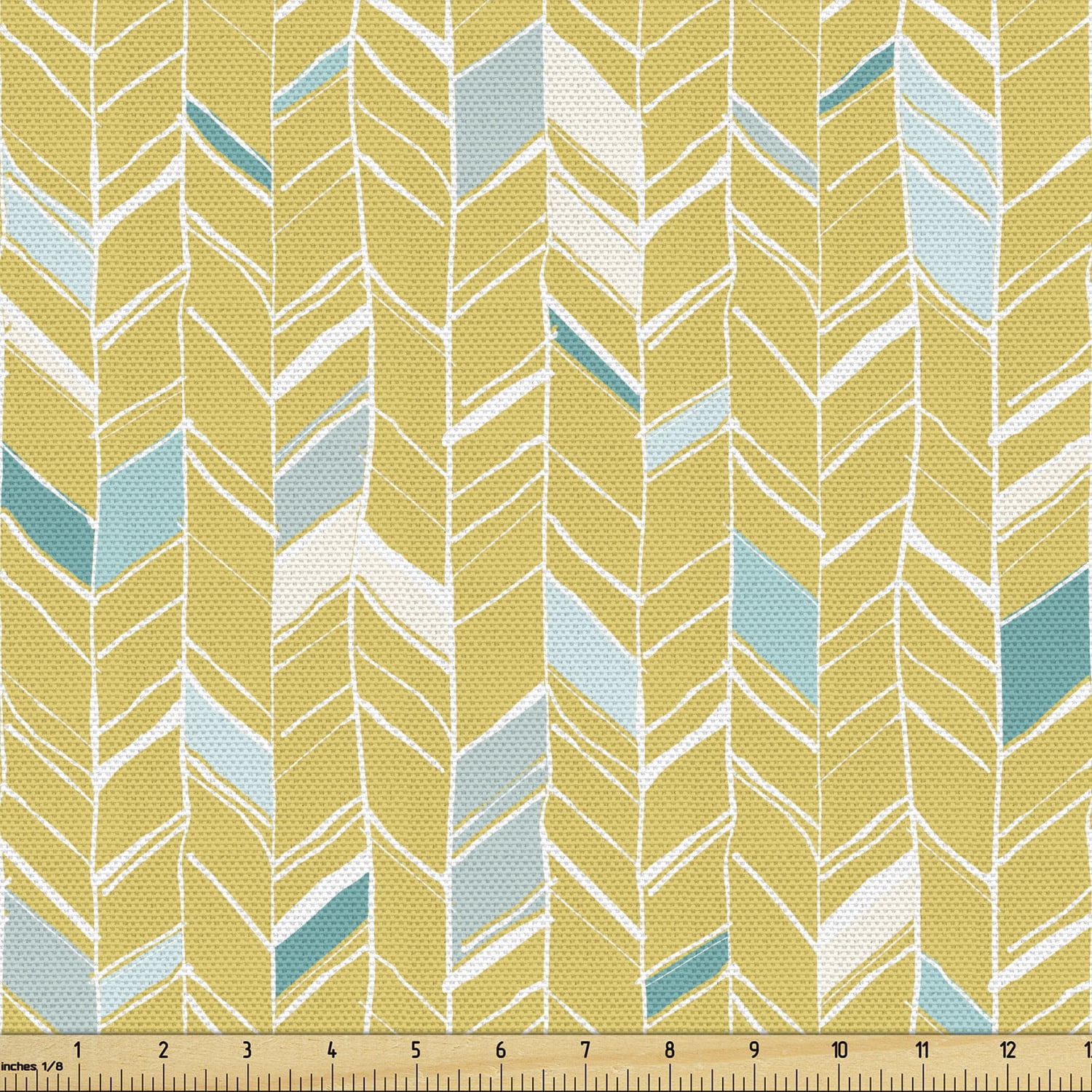 Ambesonne Yellow Chevron Fabric by the Yard Upholstery, Herringbone Art ...