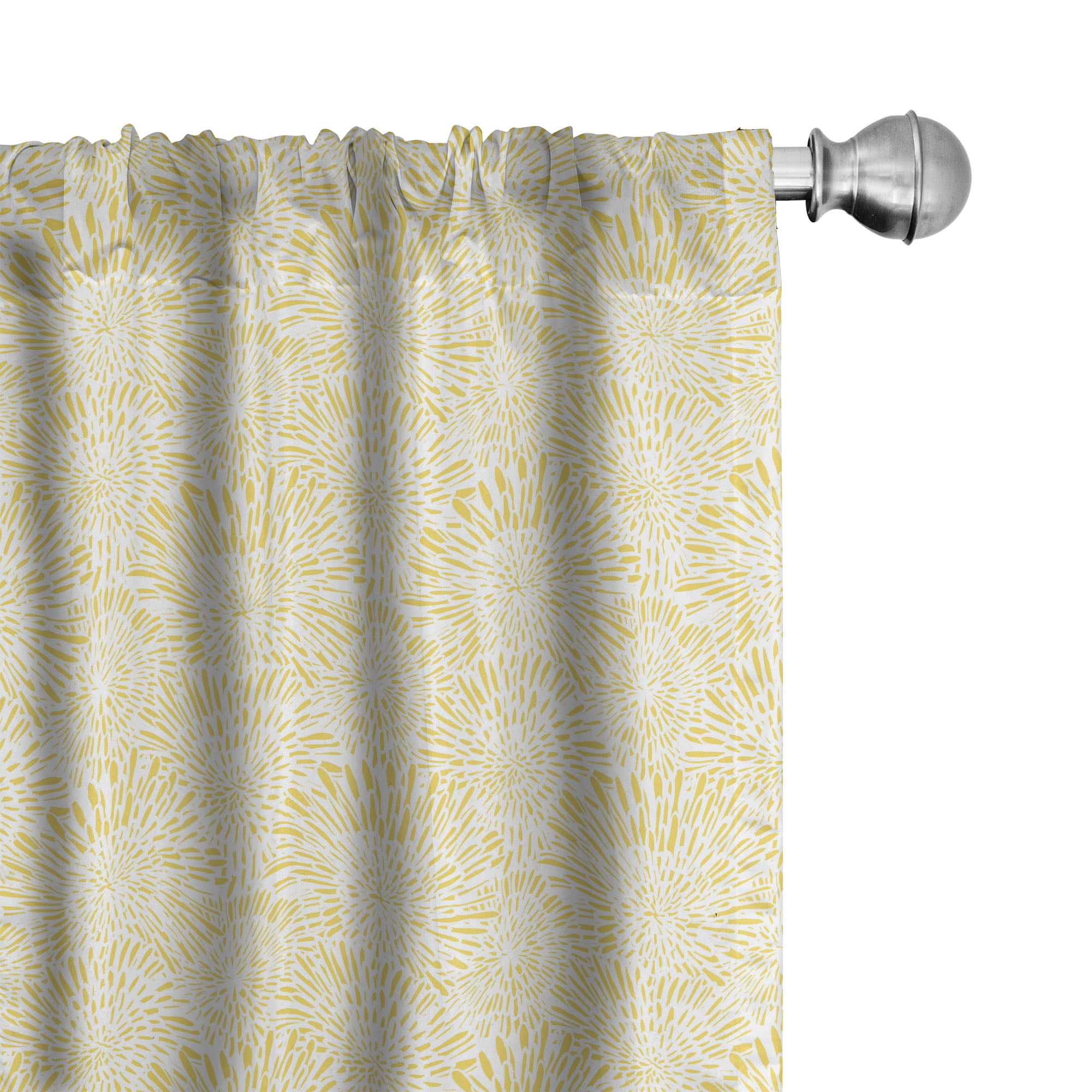 Ambesonne Yellow Curtains, Dandelions Asters Abstract, Pair of 28"x63 ...