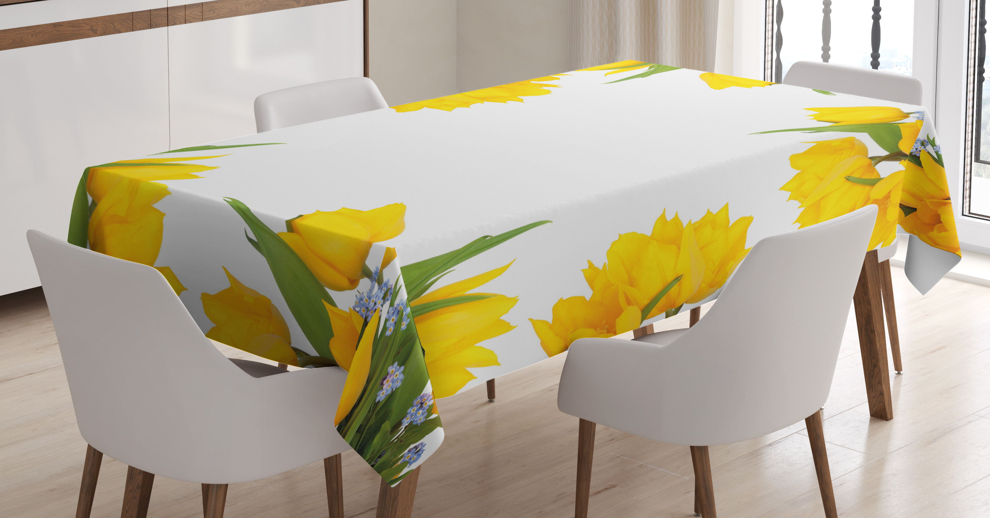 Ambesonne Yellow Flower Tablecloth Rectangular Table Cover, Yellow ...