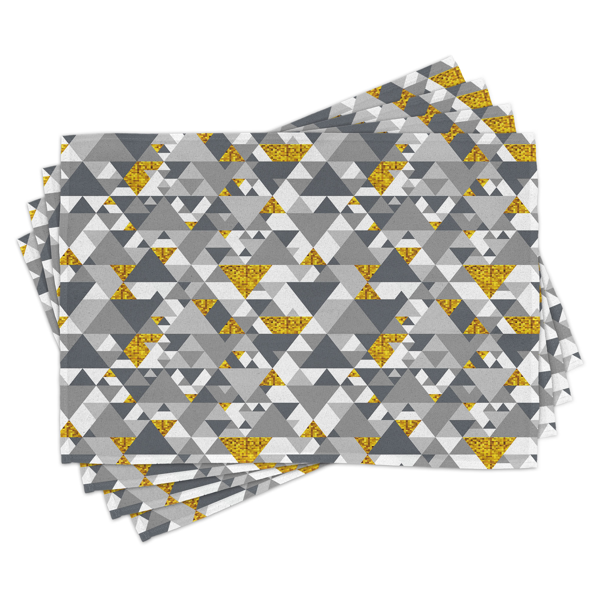 Ambesonne Yellow Grey Place Mats Set of 4, Zig Zag Triangles, Standard ...