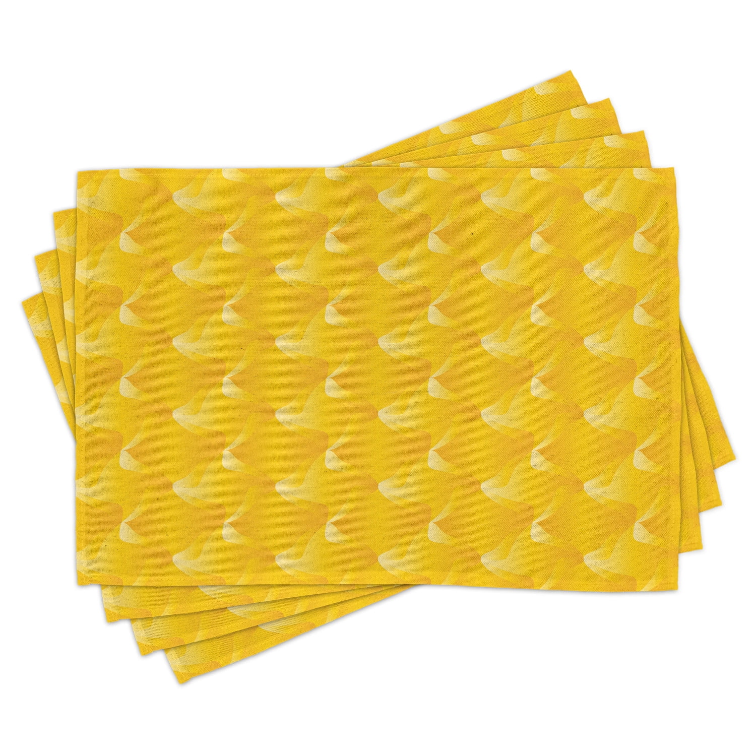 Ambesonne Yellow Place Mats Set of 4, Lines and Swirling Motifs ...