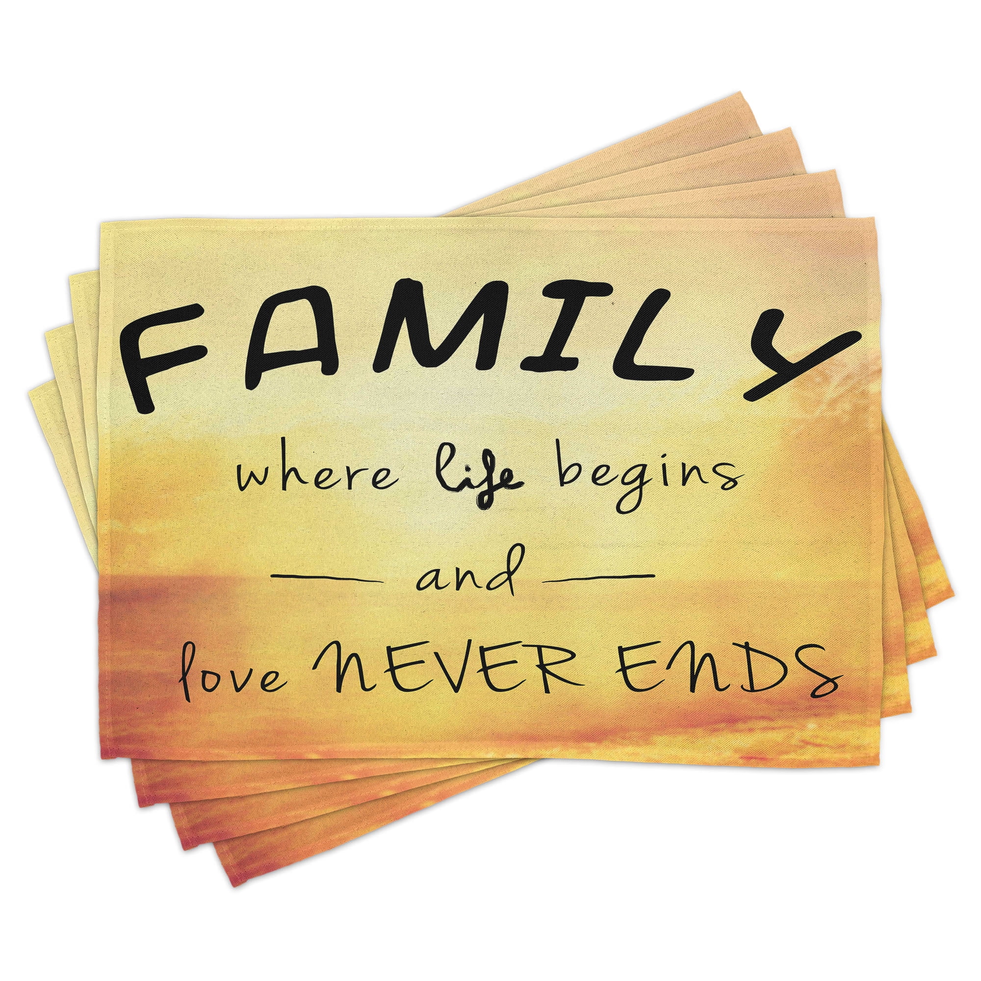 Ambesonne Yellow Place Mats Set of 4, Message Family, Standard Size ...